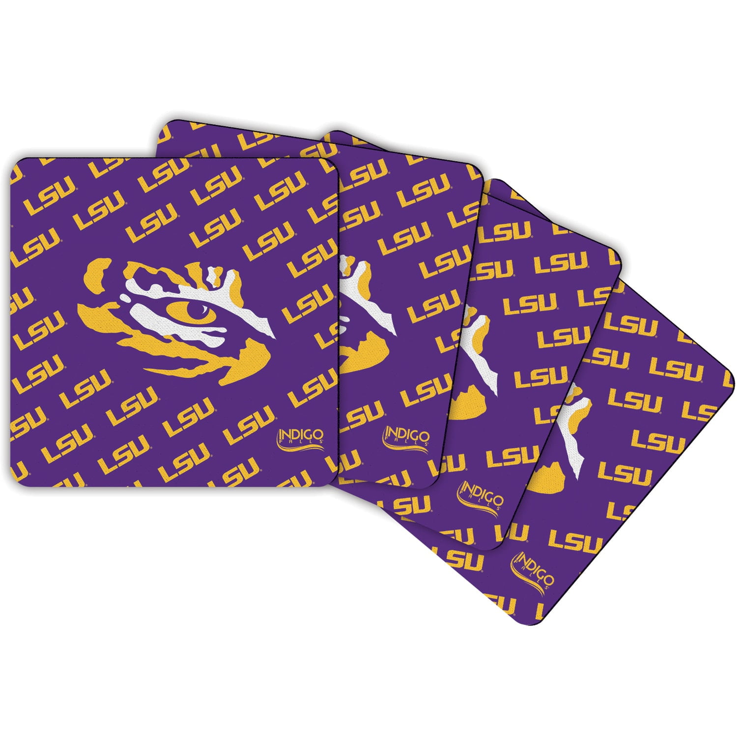 LSU Tigers Four-Pack Square Repeat Coaster Set - Walmart.com