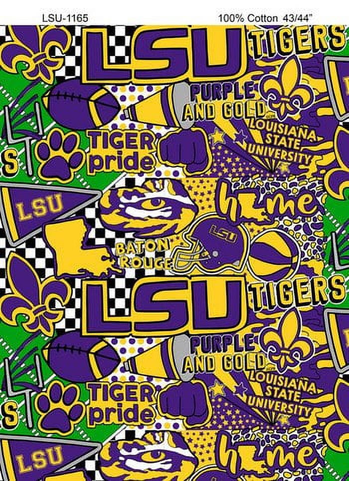 LSU Tigers Pop Art Graffiti Print Cotton Fabric-Sold by the yard ...