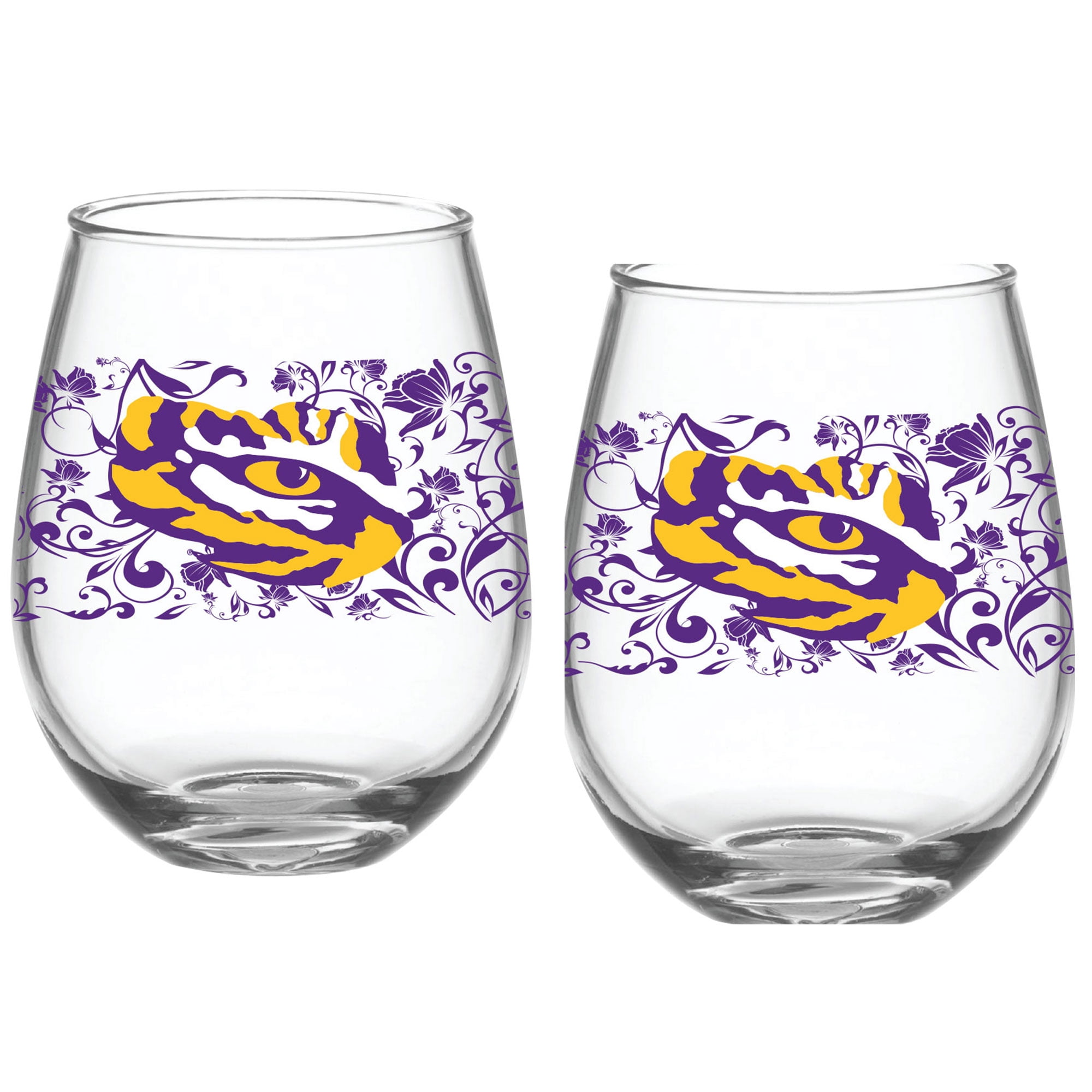 LSU Tigers Two-Pack 15oz. Floral Stemless Glass Set - Walmart.com