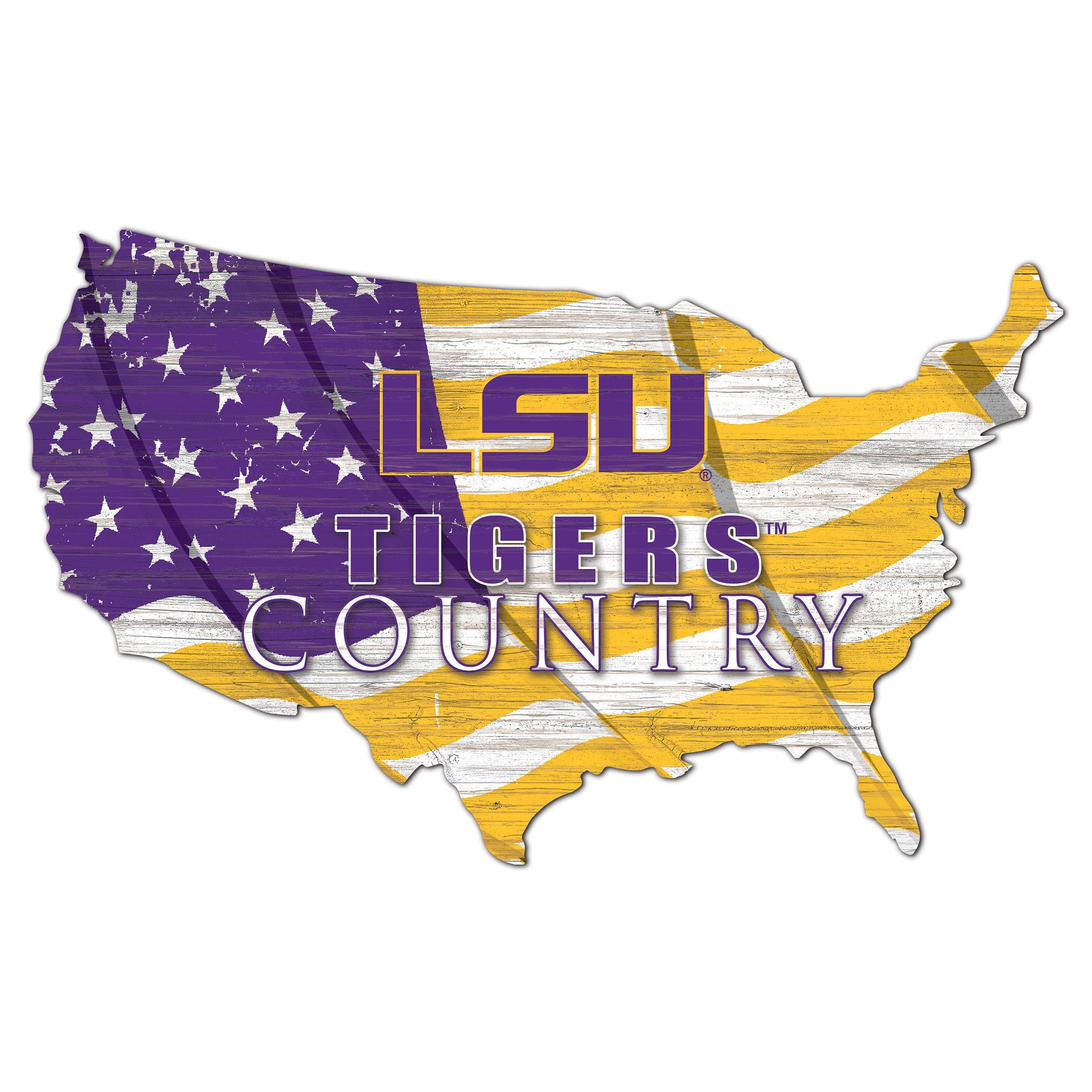 Fan Creations LSU Tigers USA Flag Cutout Sign, 100% Fiberboard, 18'' x ...