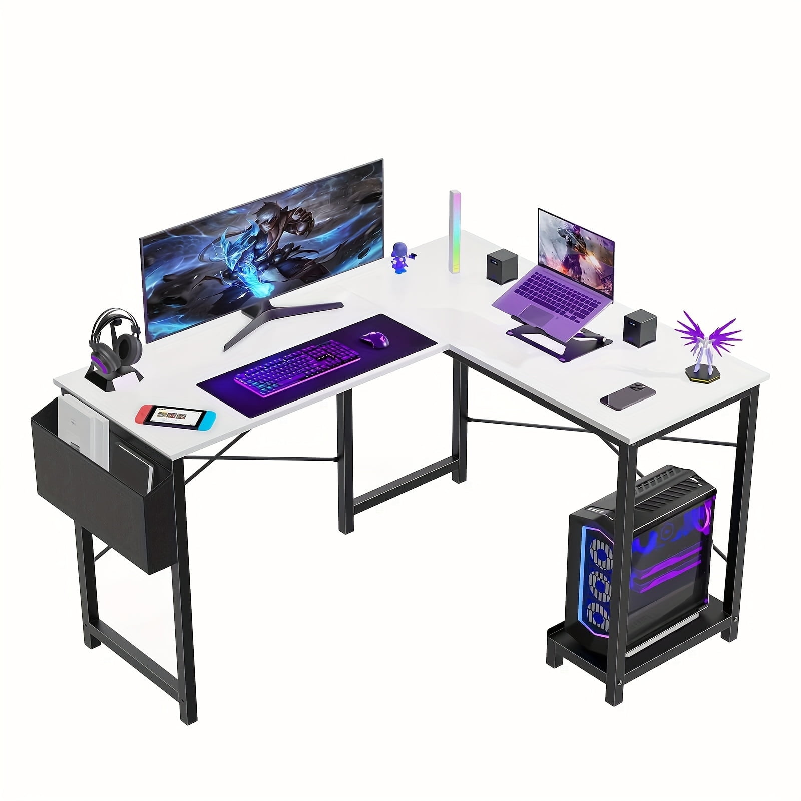 LShaped Computer Desk, Corner Gaming Table Reversible, PCLaptop ...