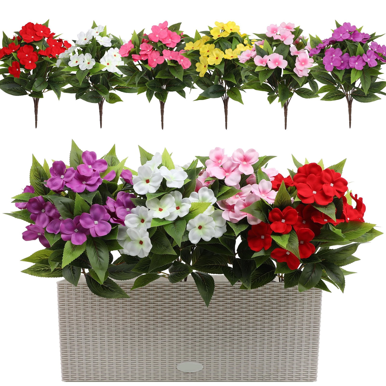 LShunze 1/5Pcs Artificial Balsam 6 Fork Realistic Fake Silk Flower Home ...