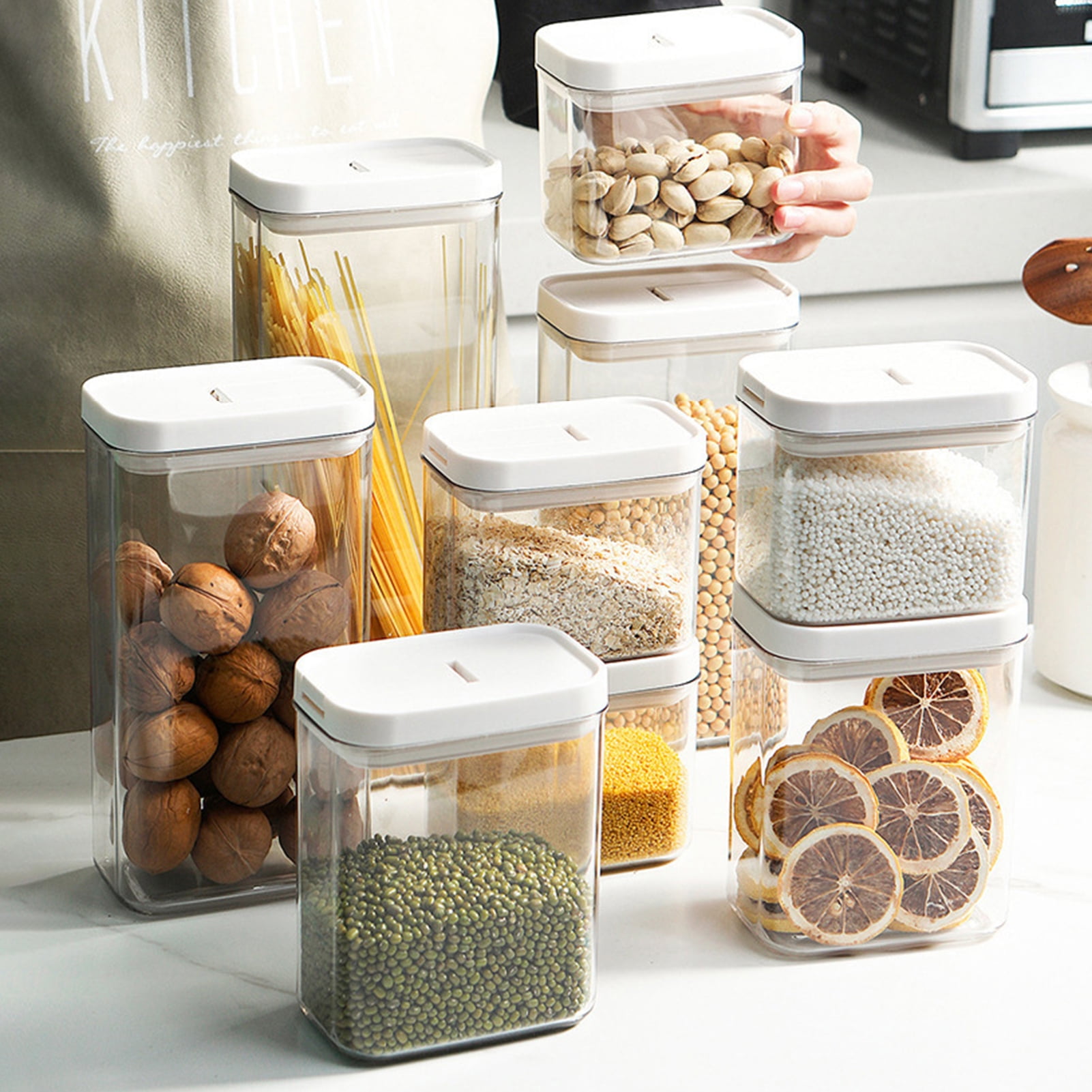 LShunze Airtight Food Storage Containers with Lids, Plastic Cereal ...