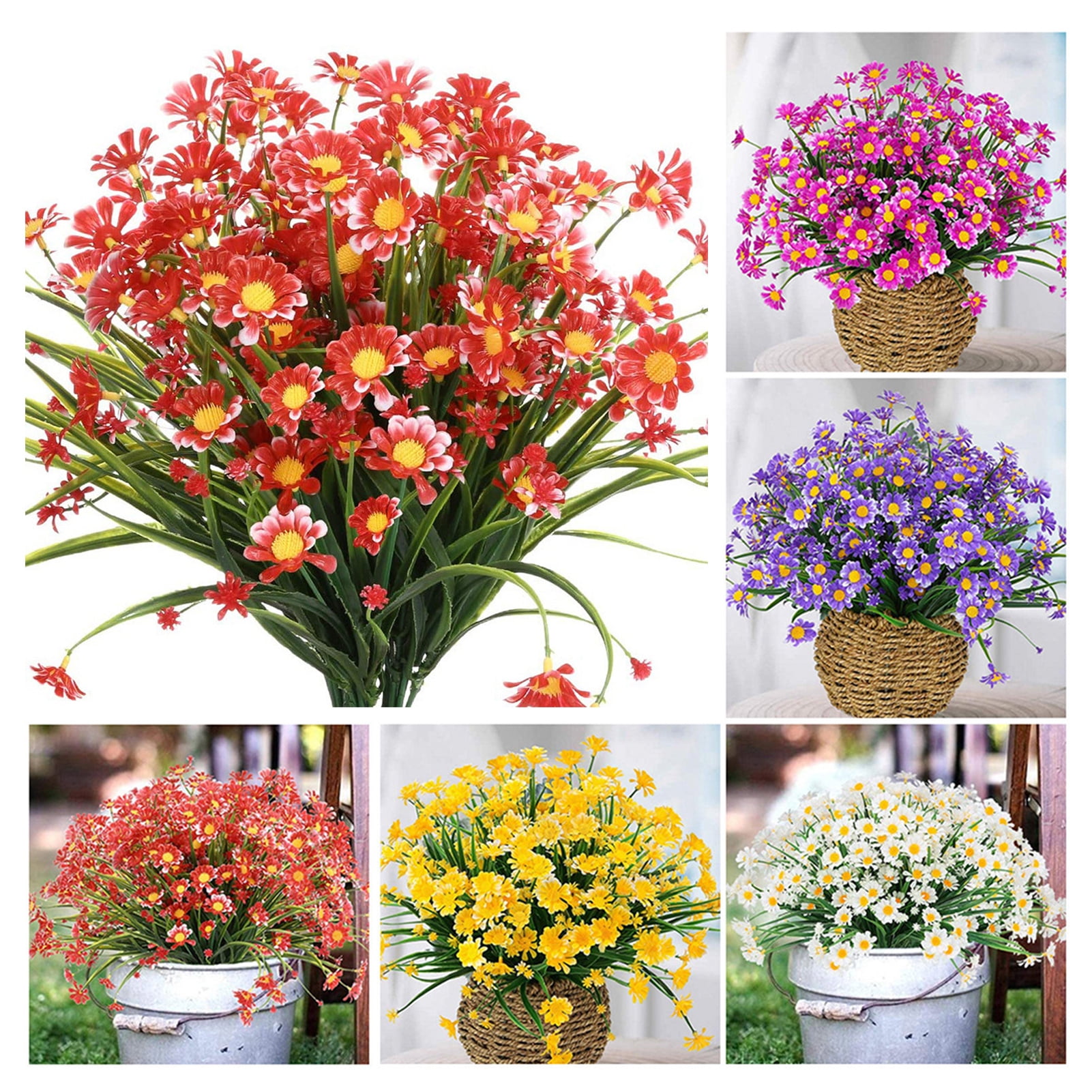 LShunze Artificial Flowers for Outdoors Spring Decoration, 2 Bundles ...