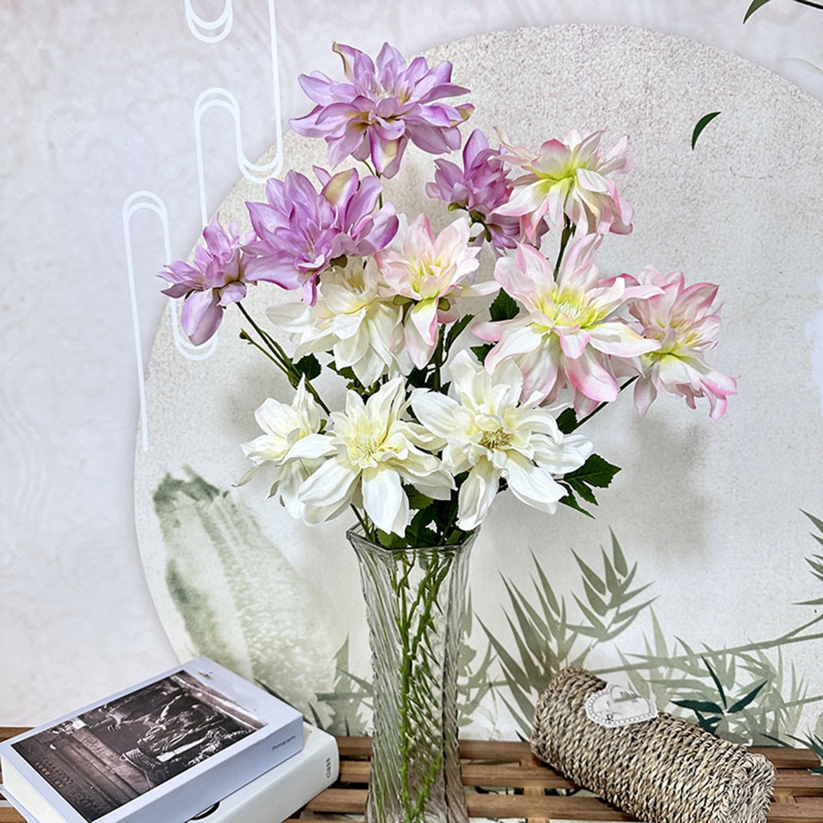LShunze Artificial Flowers Silk Dahlia 29.92in Fake Flowers for DIY ...