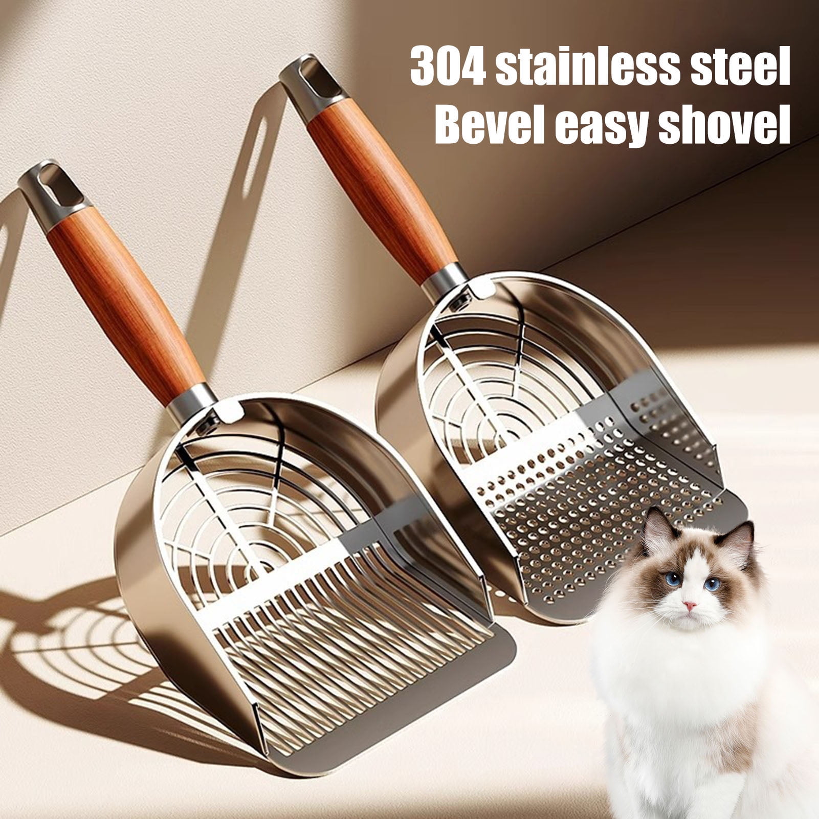 LShunze Cat Litter Scoop with Hook, Heavy Duty and Speed Sifter 304 ...