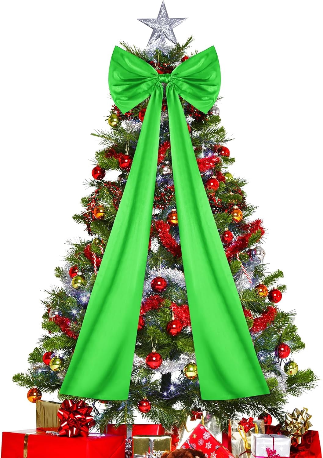 LShunze Christmas Tree Topper Bow, Large Christmas Tree Toppers Satin ...