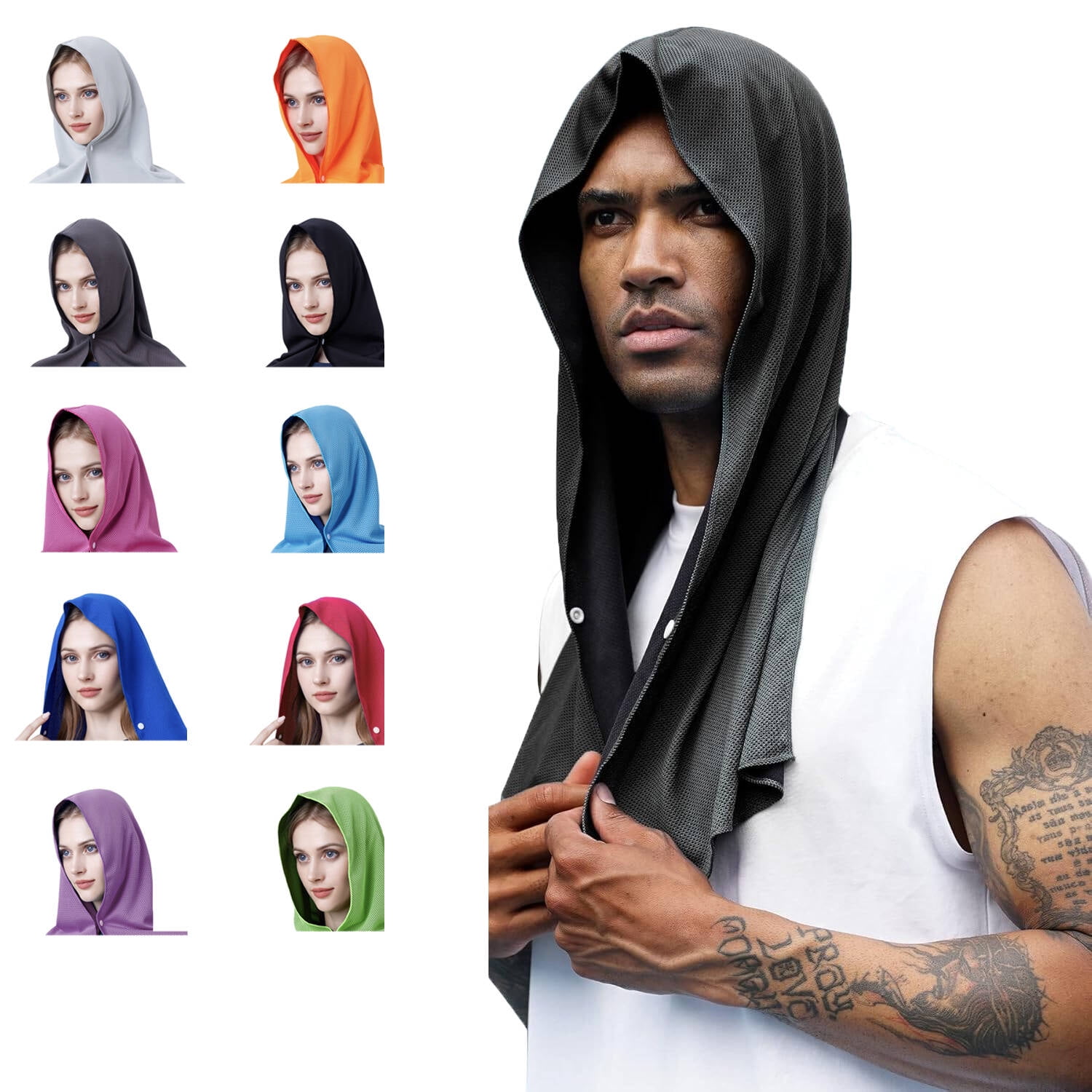 LShunze Cooling Hoodie Towels, Instant Cooling Towels for Neck and Face ...