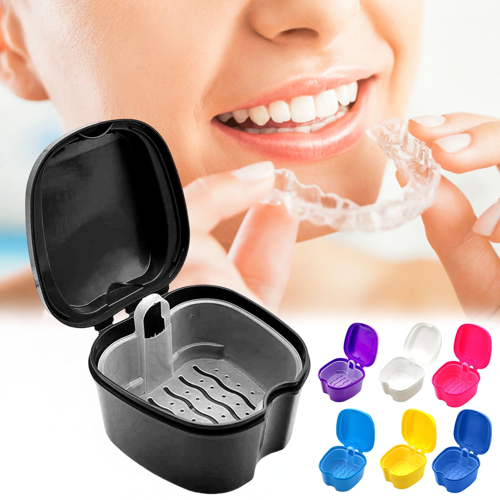 LShunze Denture Bath Box Cup, Complete Clean Care for Dentures, Clear ...