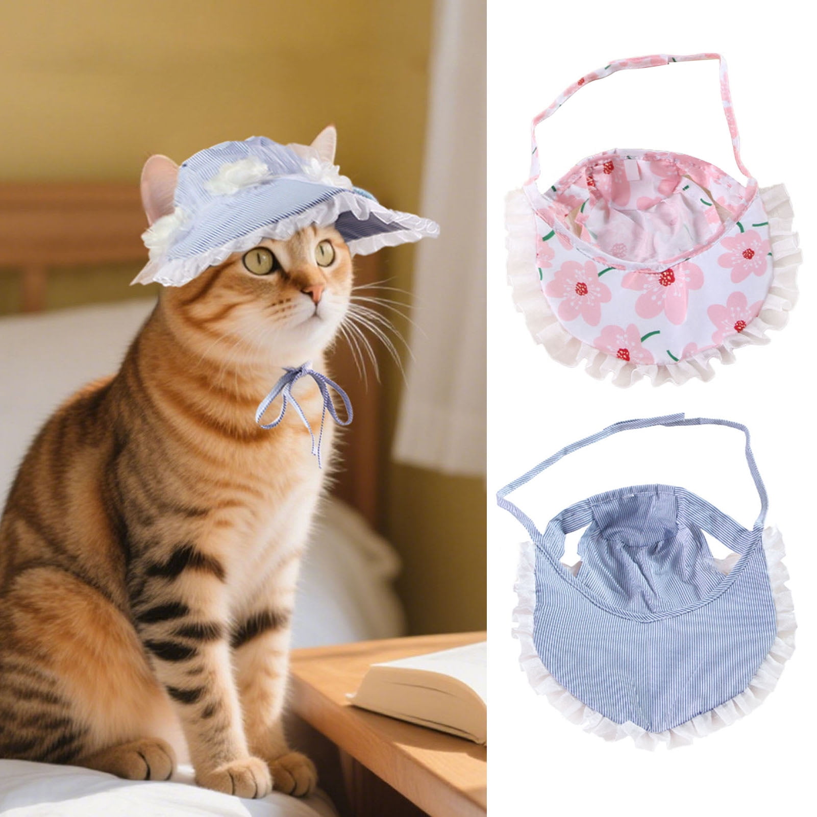 LShunze Dog Hat Pet Sun Visor Hat Pet Beach Princess Lace Wide Brim Cap ...