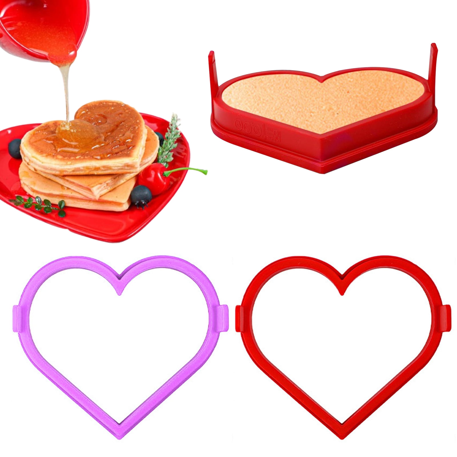 LShunze Heart Silicone Pancake Mold, Non-Stick Ring Pops Breakfast ...