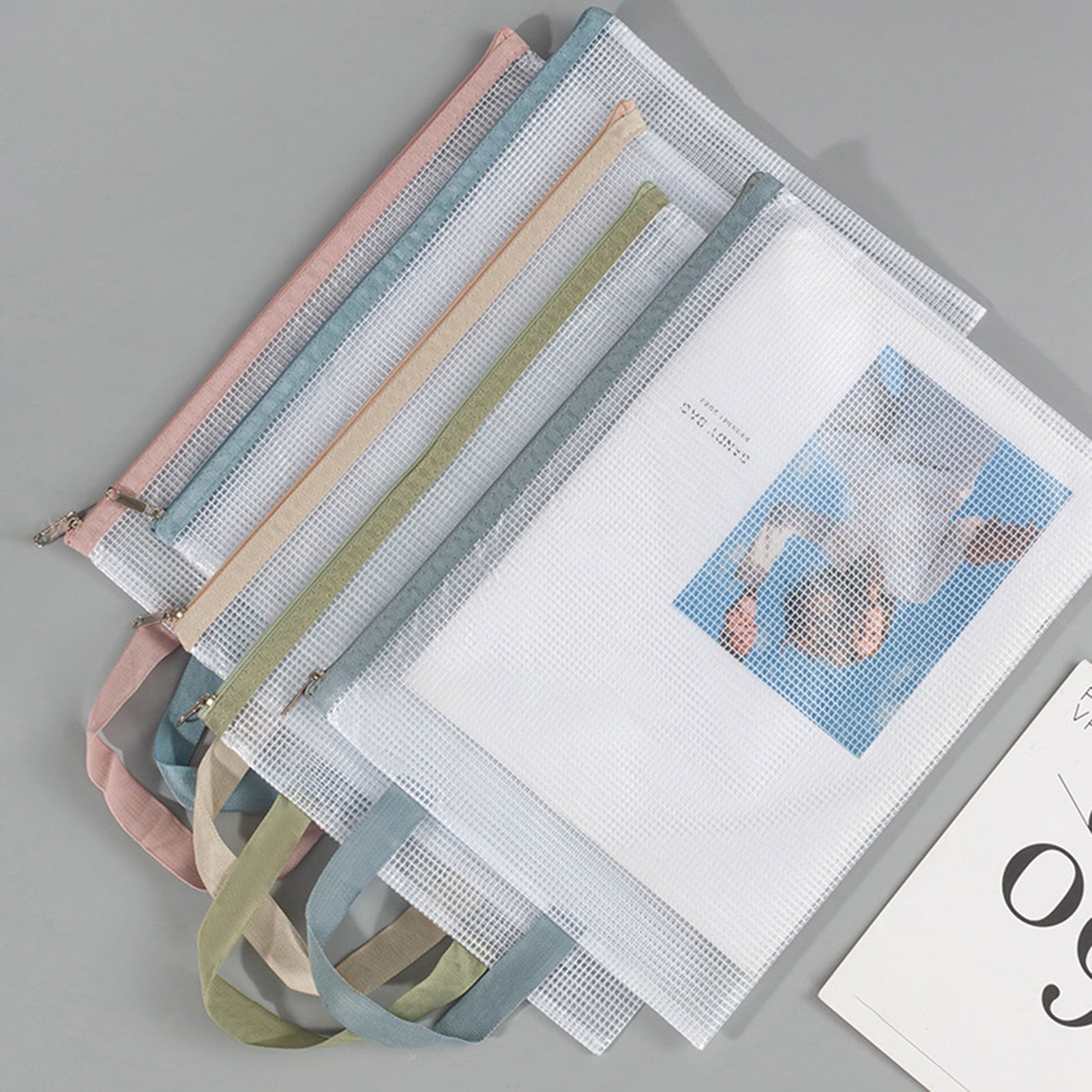 LShunze Mesh Zipper Pouch Bags, A4 Zipper Bags for Organizing Storage ...