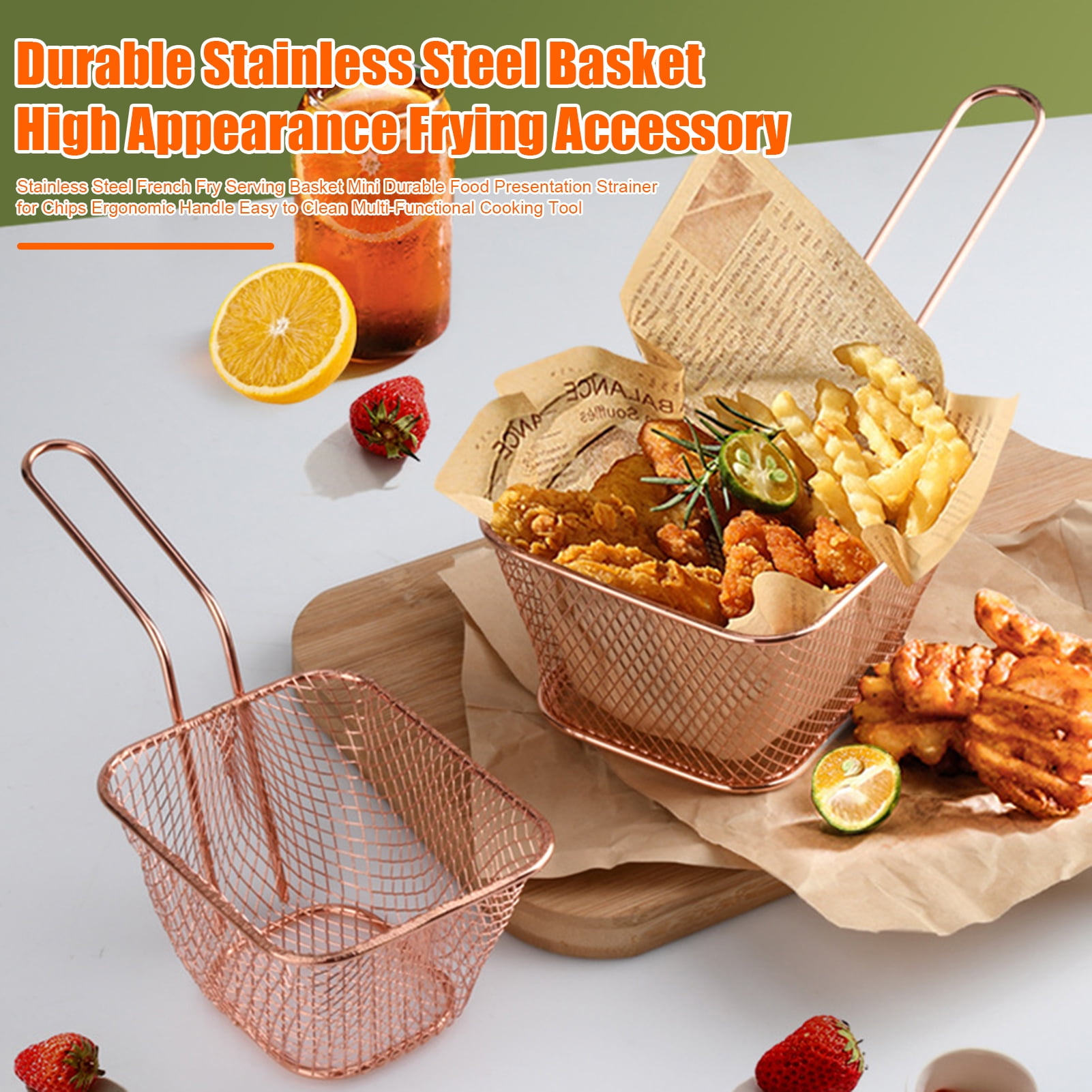 LShunze Mini Square Fry Baskets,Stainless Steel Fry Basket with Handle ...