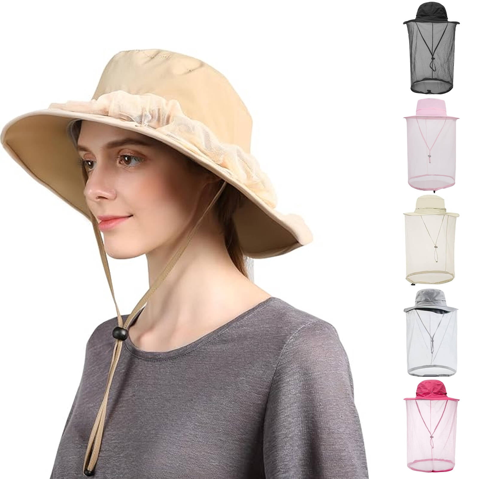 LShunze Mosquito Net Hat Safari Hat UPF 50+ Sun Protection Boonie Hats ...