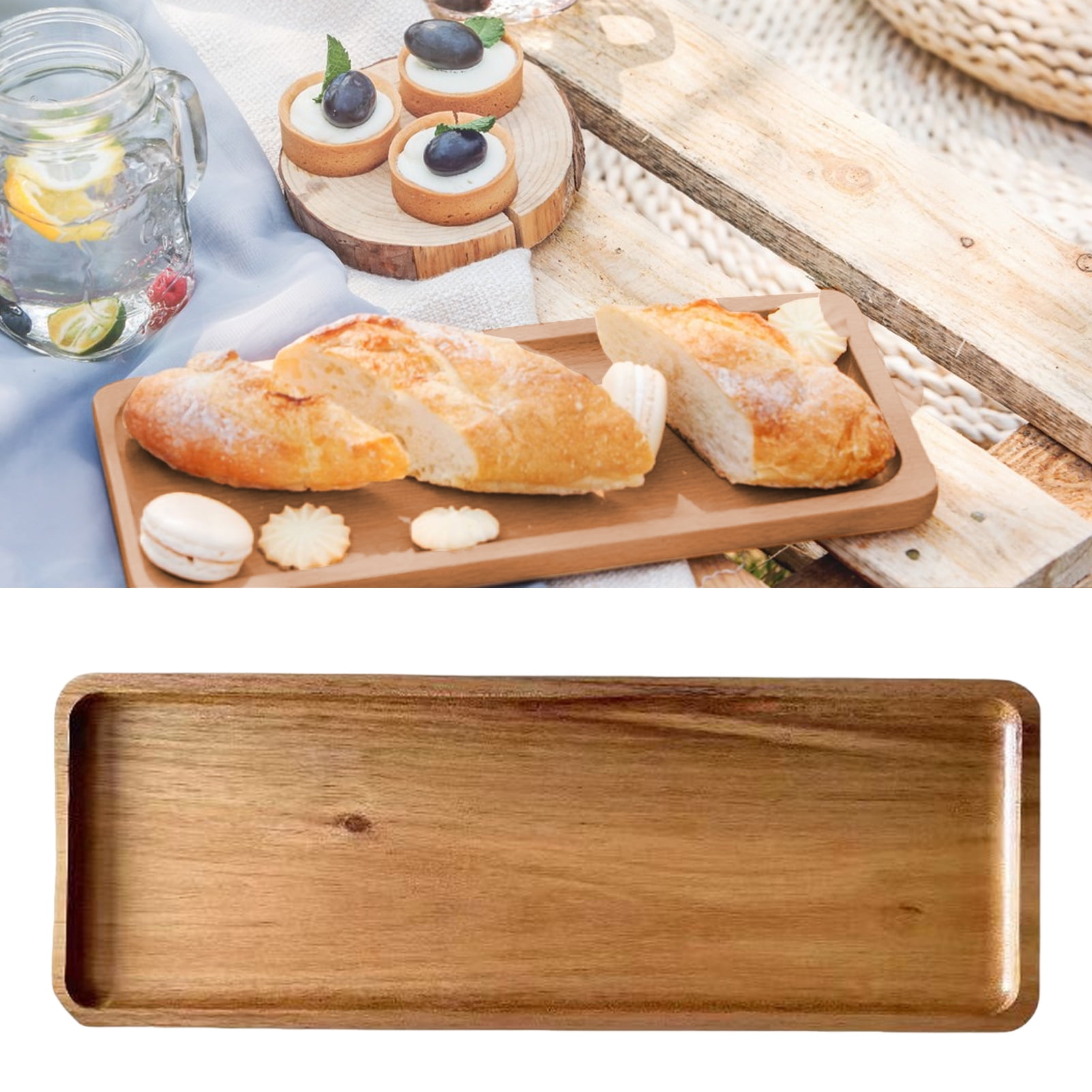 LShunze Small Wooden Platters Rectangle Long Charcuterie Boards Acacia ...