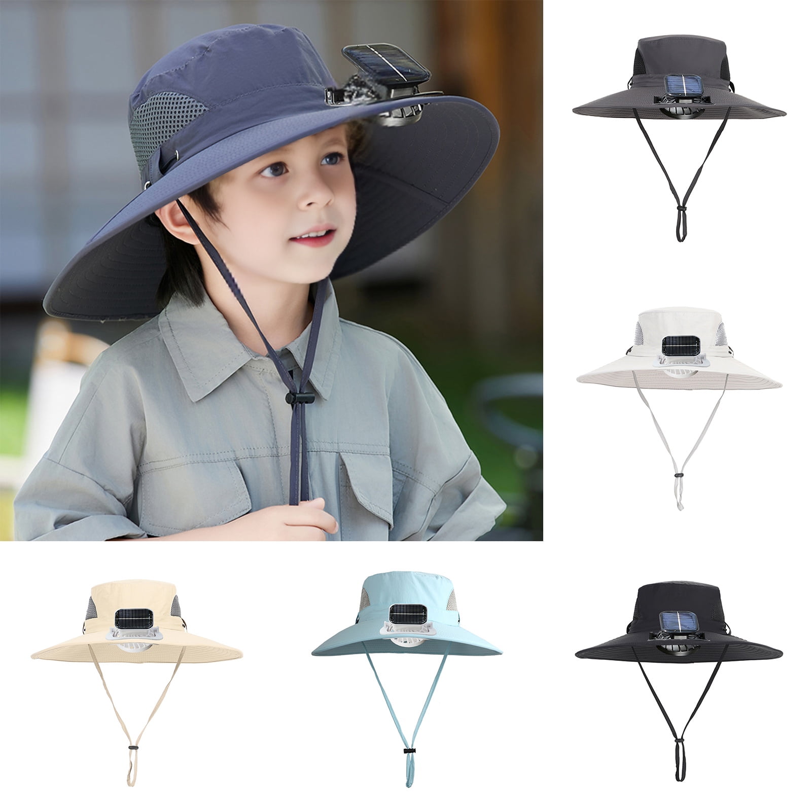 LShunze Solar Fan Hat, Wide Brim Sun Hat with Solar Fan, Hat with Solar Fans Built in, Fishing ...