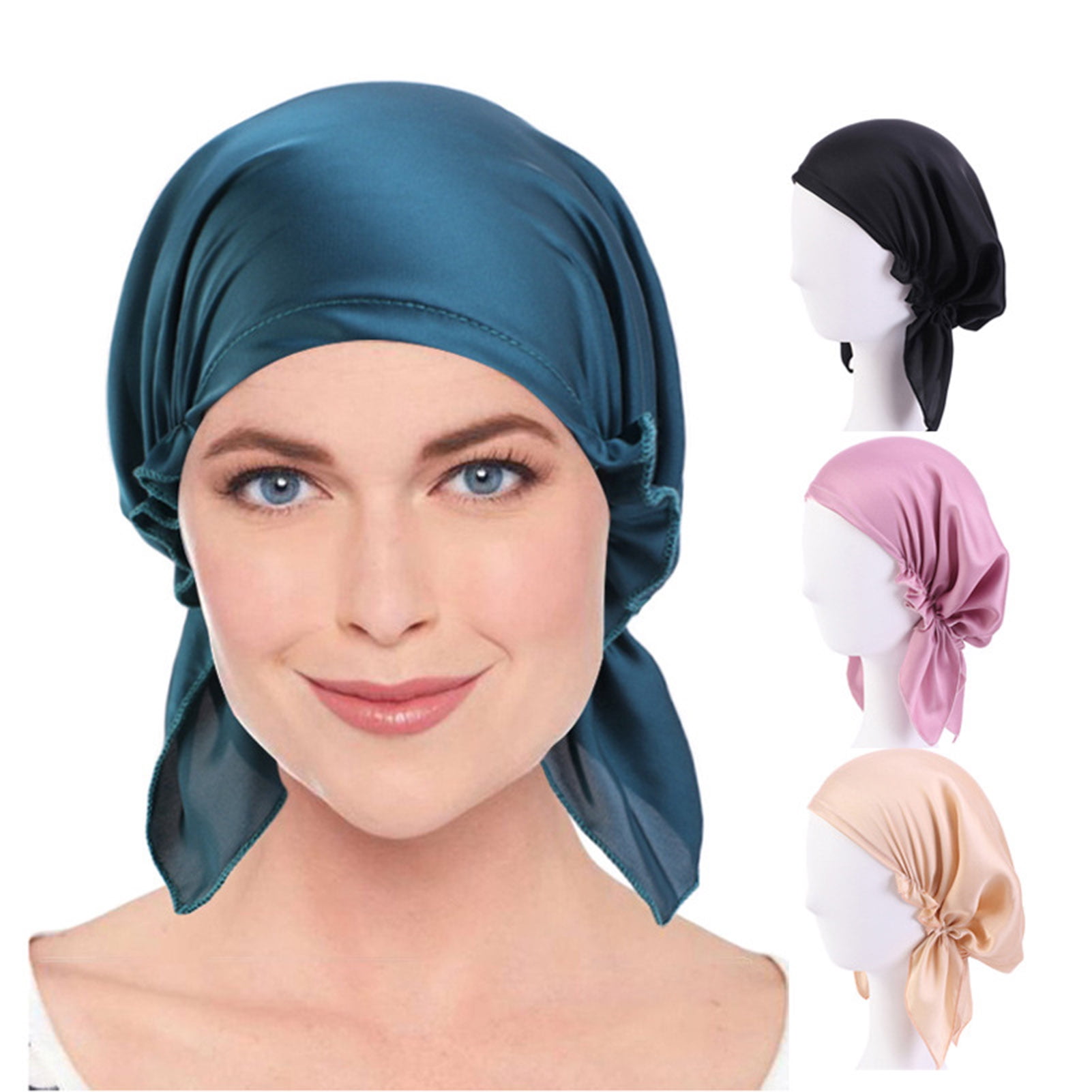 LShunze Solid Women Chemo Hat Stretchy Turban Beanie,Pre Tied Chemo ...