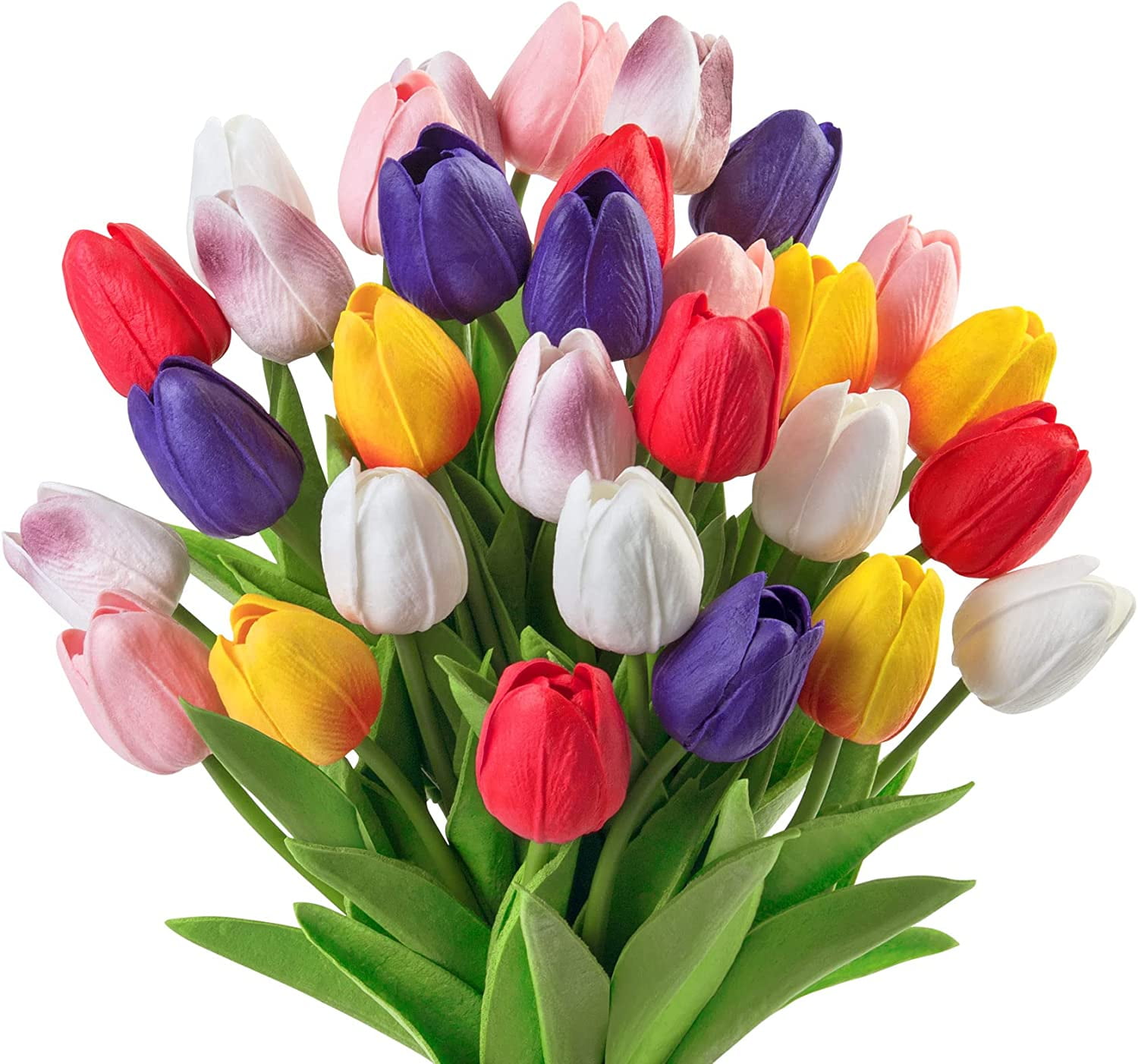 LShunze Tulips Artificial Flowers - Fake Tulips Real Touch Flowers ...