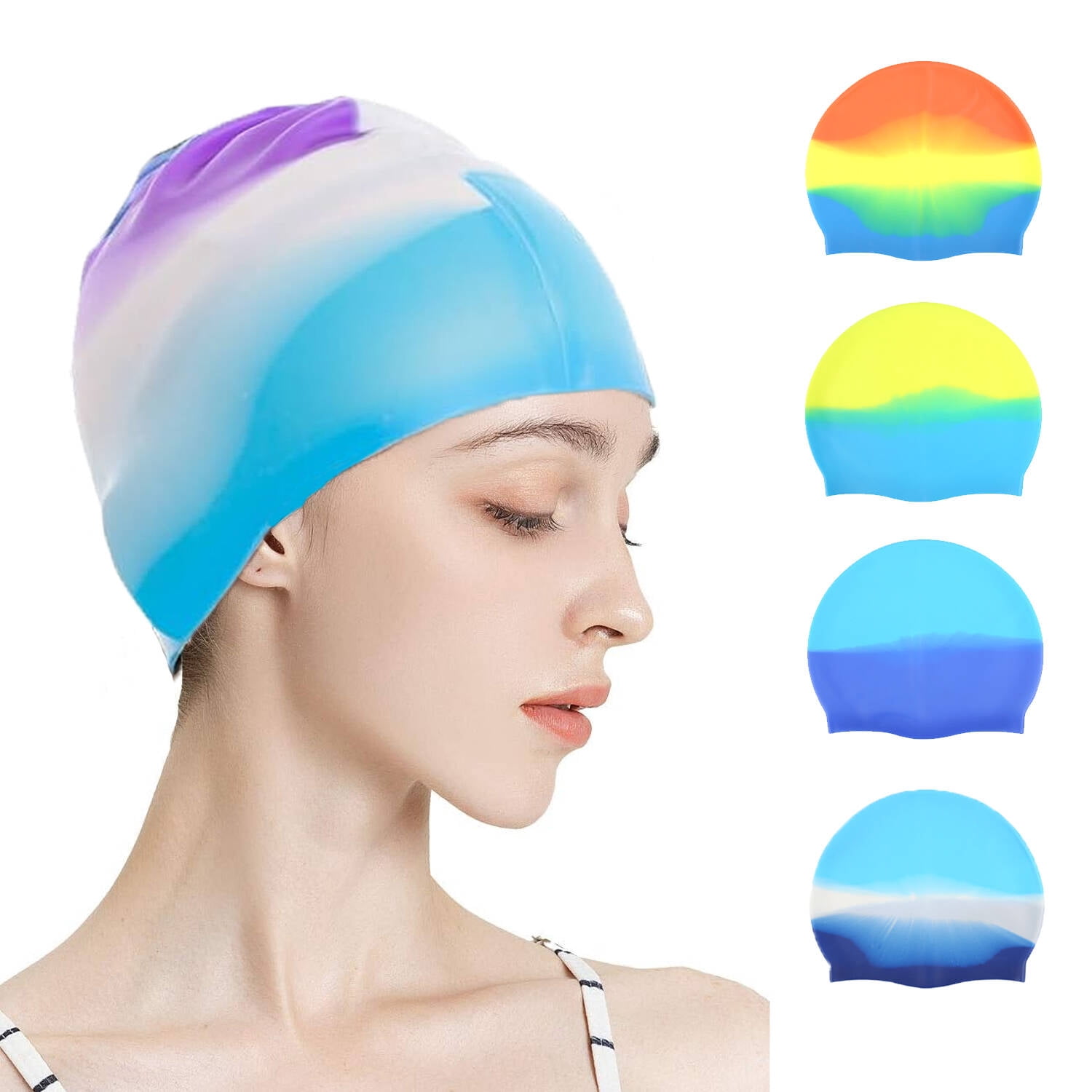 LShunze Unisex Adult Silicone Swim Caps Waterproof Swimming Hat Adult ...