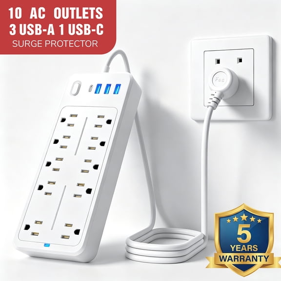18 Outlets Surge Protector Power Strip - 6 Feet Flat Plug Heavy Duty ...
