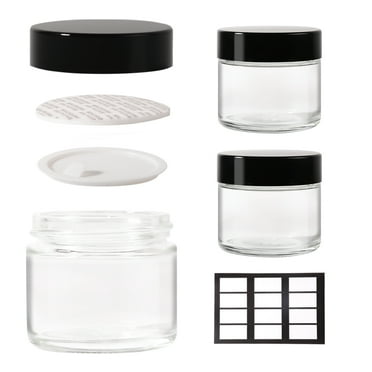 18 Pack 1.7oz(50ml) Plastic Round Jars Clear Jars Containers with ...