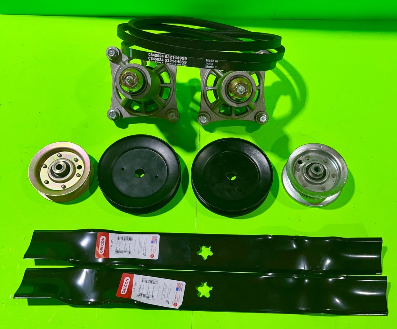 LT1000 LT2000 Deck Kit for 42" Craftsman/Husqvarna: Spindles, Pulleys, Mulching Blades, and Belt ...