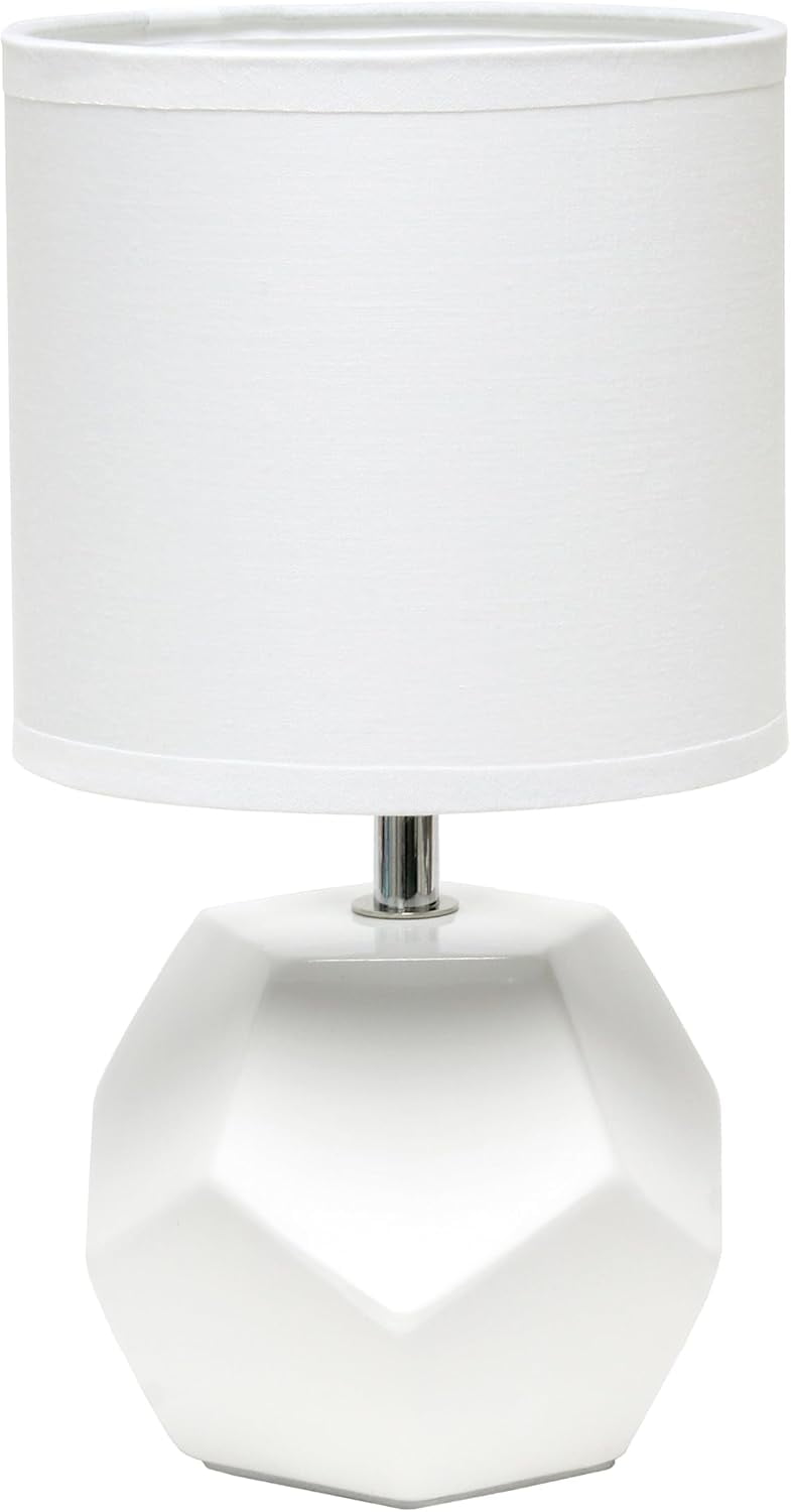 LT1212-WHT 10.24" Modern Round Geometric Cube Table Lamp with Matching ...