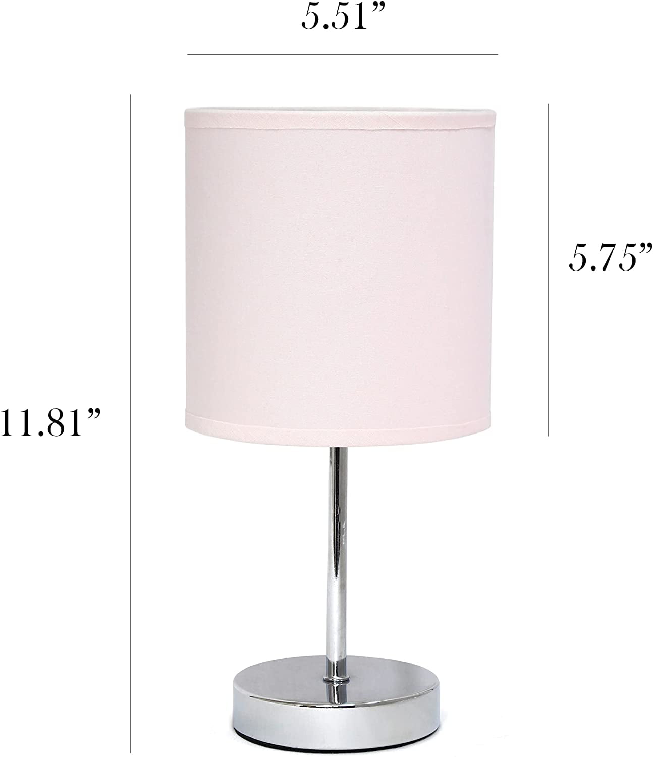 LT2007-BPK-LB Basic Chrome Mini Table Lamp for Living Room, Nightstand ...