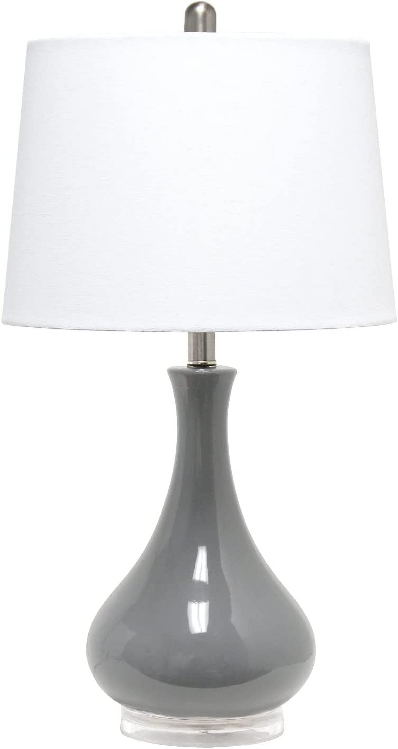 LT3312-GRY Ceramic Genie Tear Drop Shaped Glossy Table Lamp, Gray ...