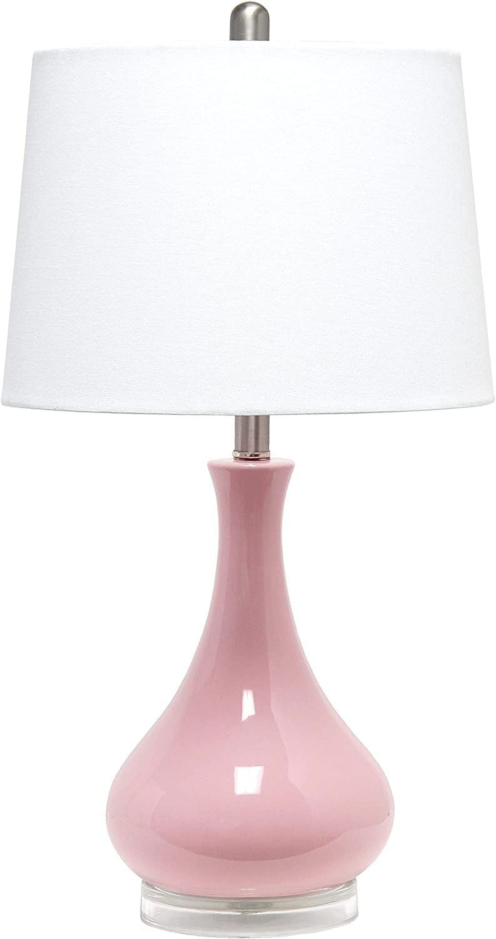 LT3312-RPK Ceramic Genie Tear Drop Shaped Glossy Table Lamp, Rose Pink ...
