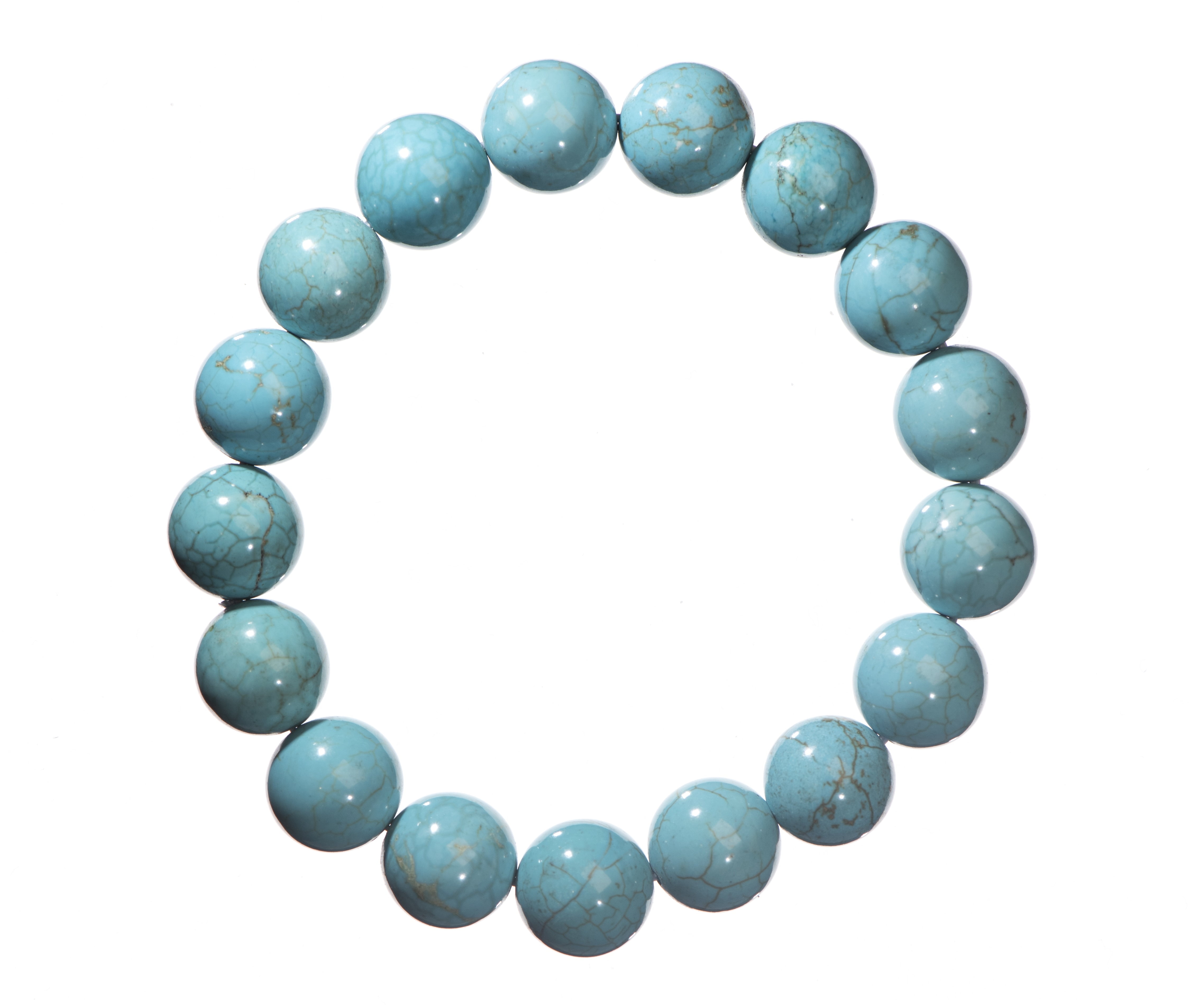 LTC Designs 12mm Shiny Round Turquoise-Colored Howlite Stretch Bracelet ...