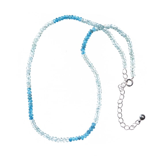 LTC Designs Rondelle Choker Necklace with Blue Apatite and Topaz, 14.5 ...