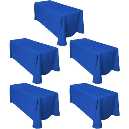 LTC LINENS 5-Pack Rectangular Tablecloths 90 in x 156 in with Rounded ...