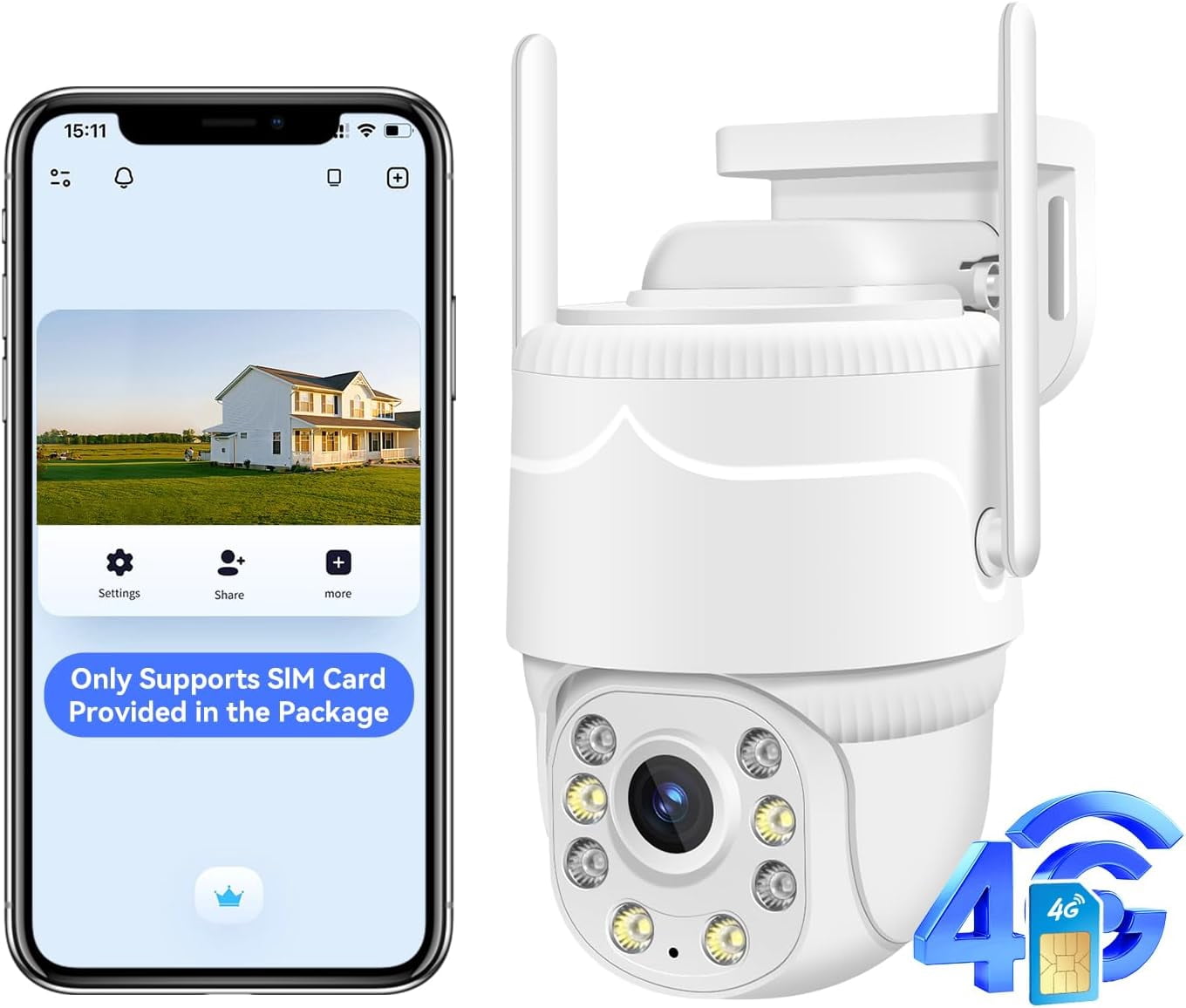 LTE Cellular Security Camera Outdoor/Home/Dome,No WiFi Camera Plug-in ...