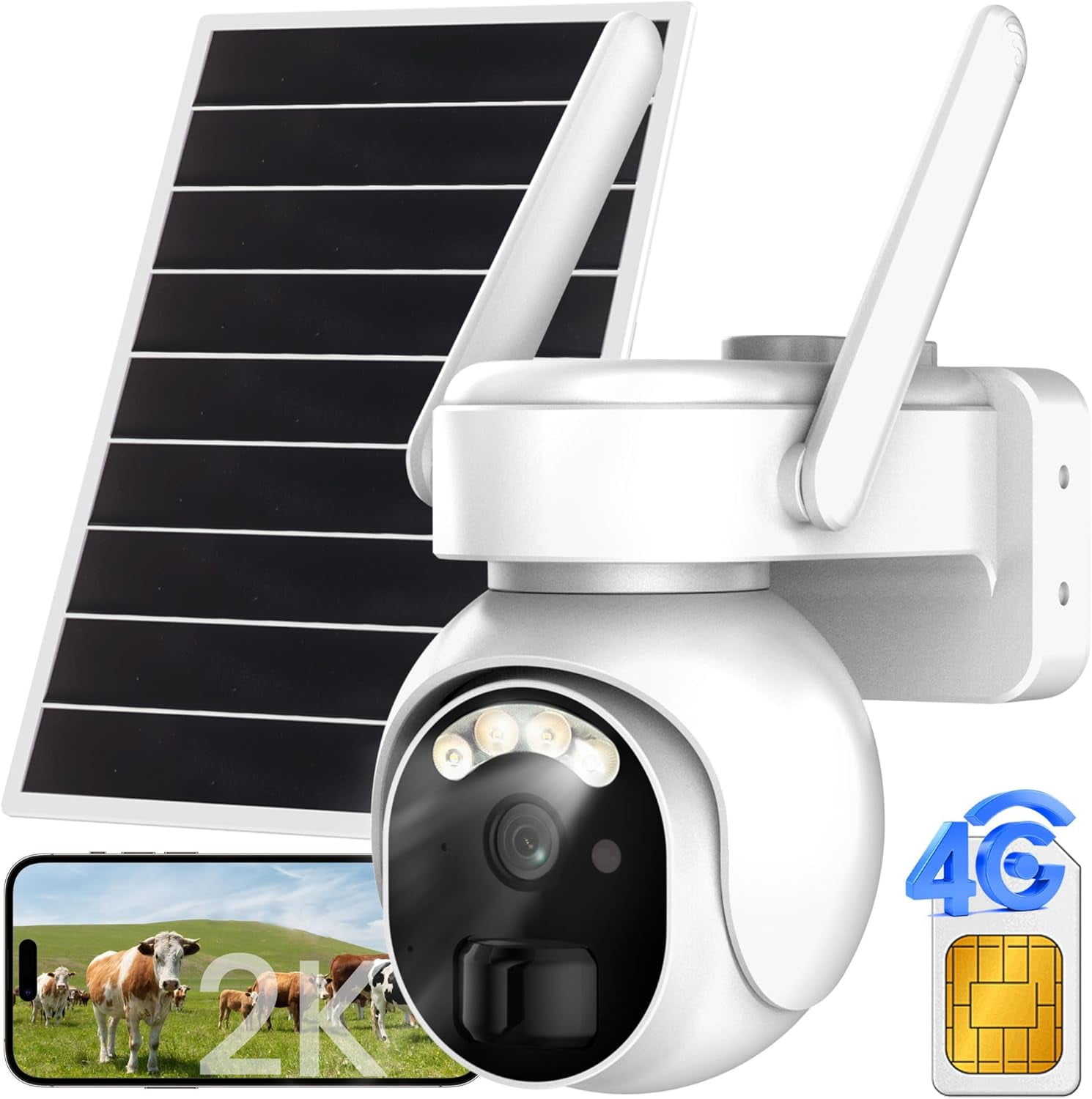 LTE Security Cameras Wireless Outdoor, 2K Solar Cellular Security ...