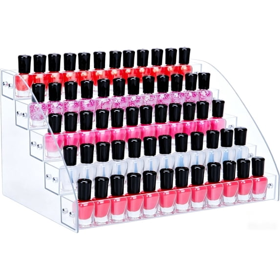 LTECARP Nail Polish Organizer Holder Rack, 5 Layers Acrylic Display ...