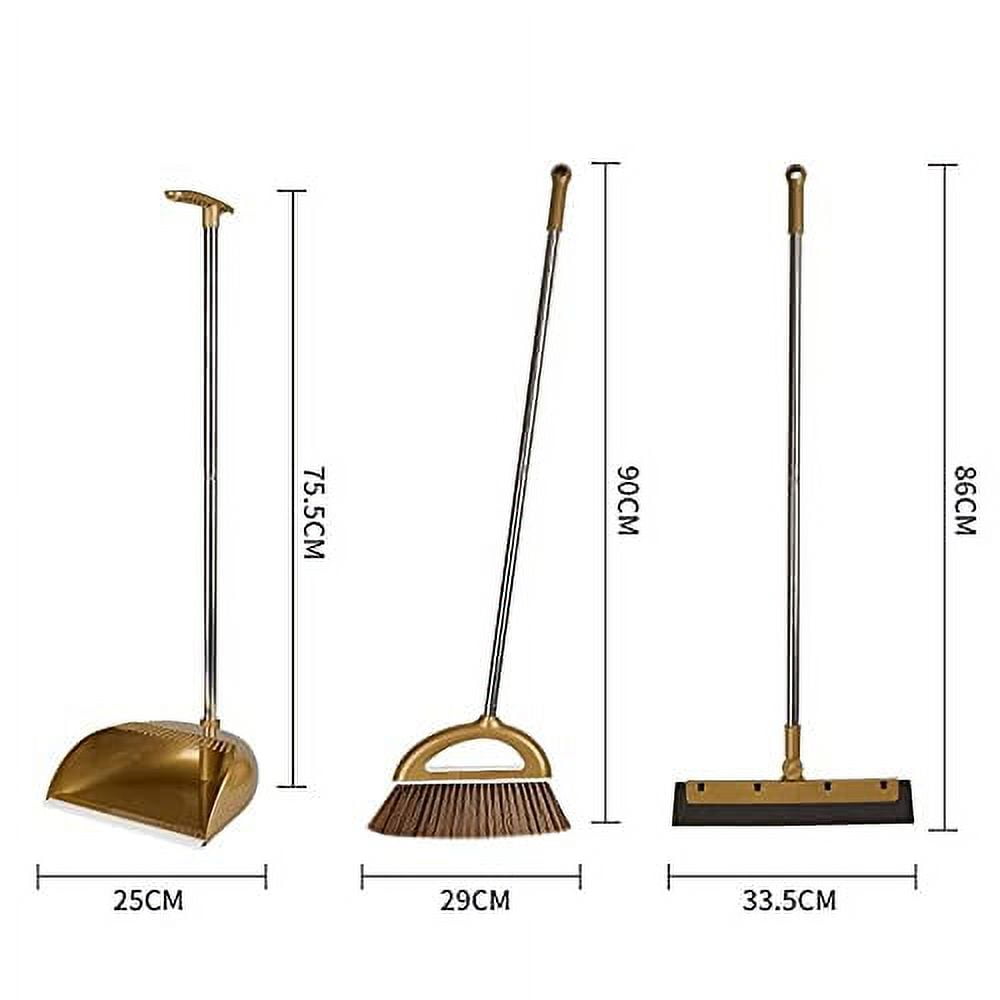 LTHTX 35" Long Handled Outdoor Dustpan and Brush Set, Foldable Broom ...