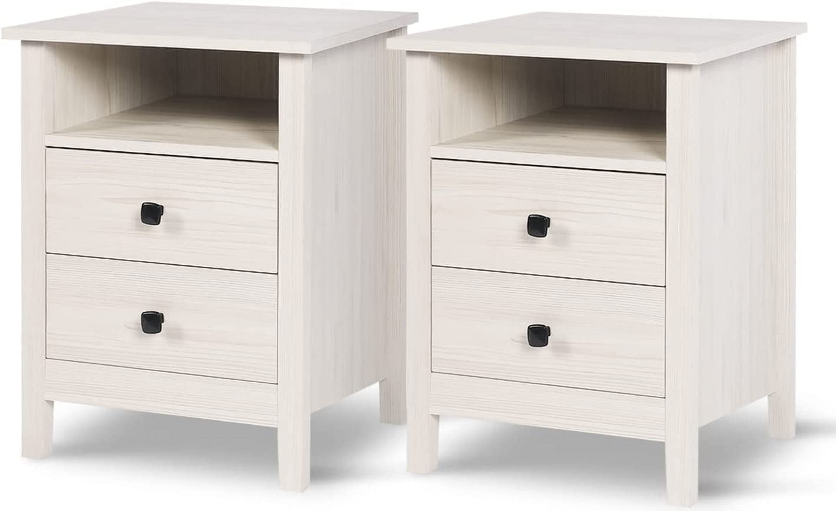 LTMEUTY Set of 2 Nightstands for Bedroom - Wood Nightstand Set with Drawers, Bedside Table, Tall ...