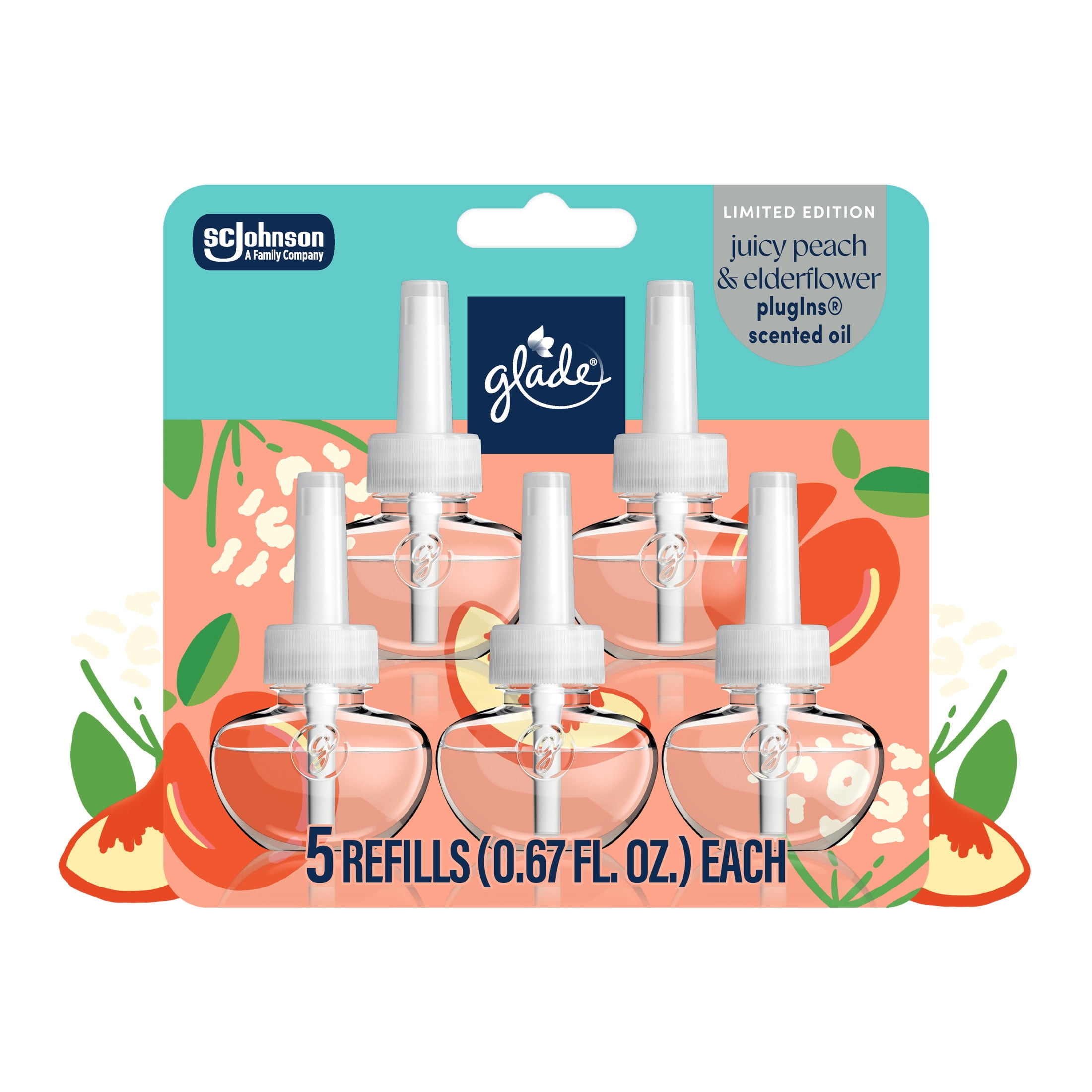 Glade® PlugIns® Refills Air Freshener, Juicy Peach & Elderflower, 3 ...