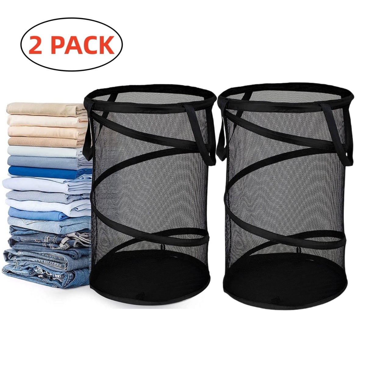 LTS EMIRA Large Collapsible Mesh Laundry Basket with Handles, 65L ...