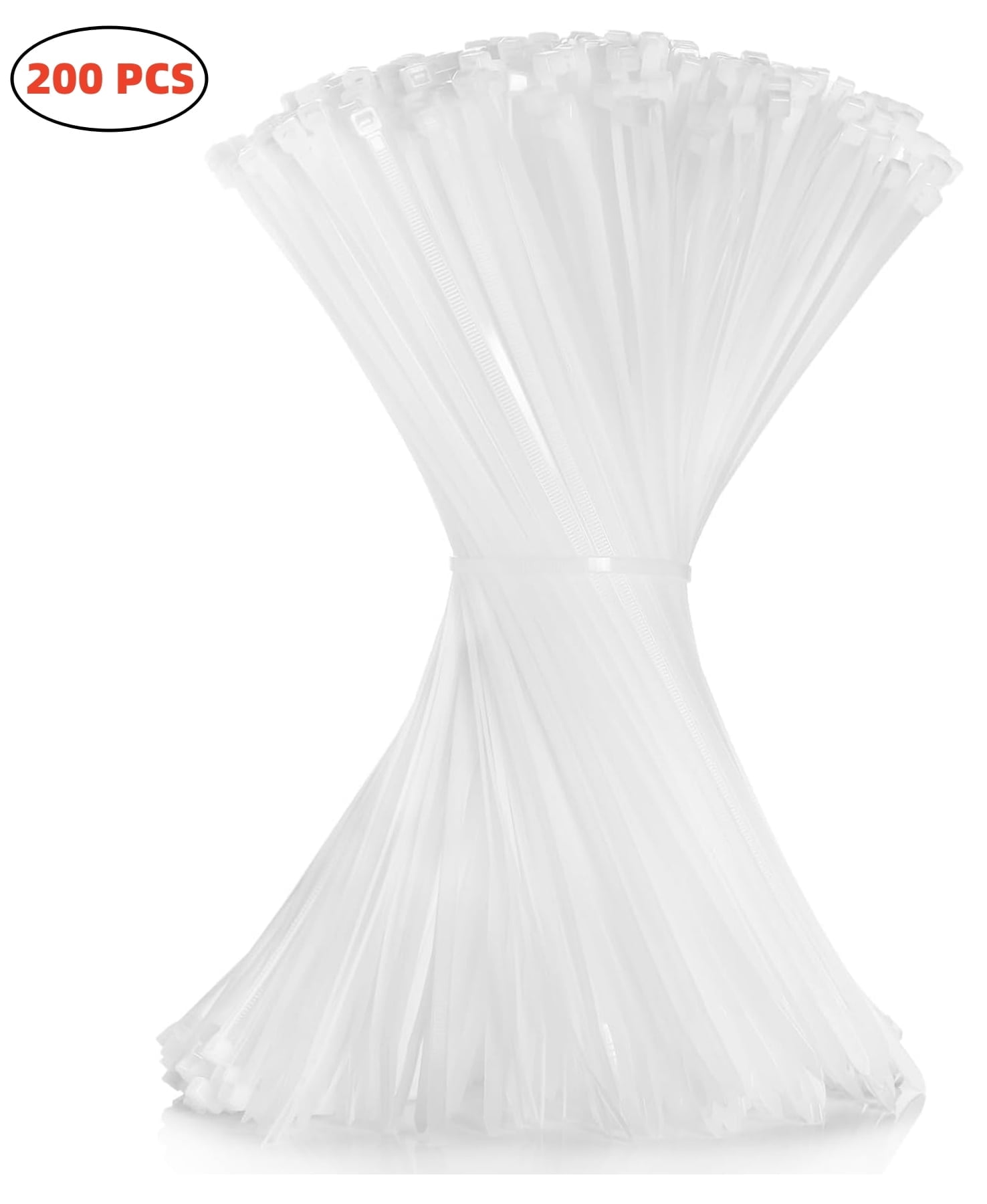 LTS EMIRA Zip Ties,White Zip Ties 12 Inch 200 Pack, 120 lbs Nylon Cable ...