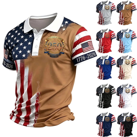 LTTVQM 250th Anniversary USA Polo Shirt for Men Short Sleeve Casual ...