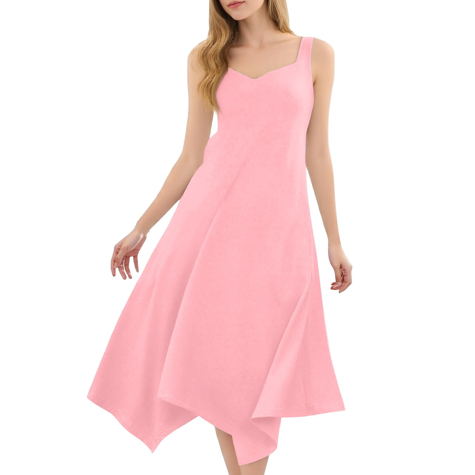 LTTVQM Beach Dresses for Women Summer Solid Color Sundresses Sleeveless ...