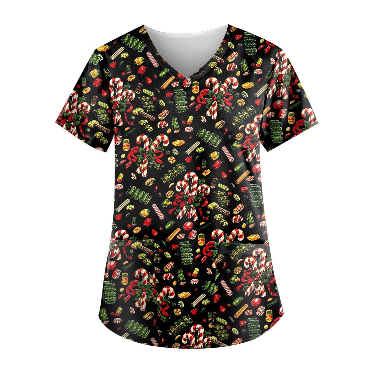 Lttvqm Christmas Nursing Scrubs For Woman Stretch Nurse Uniforms Xmas