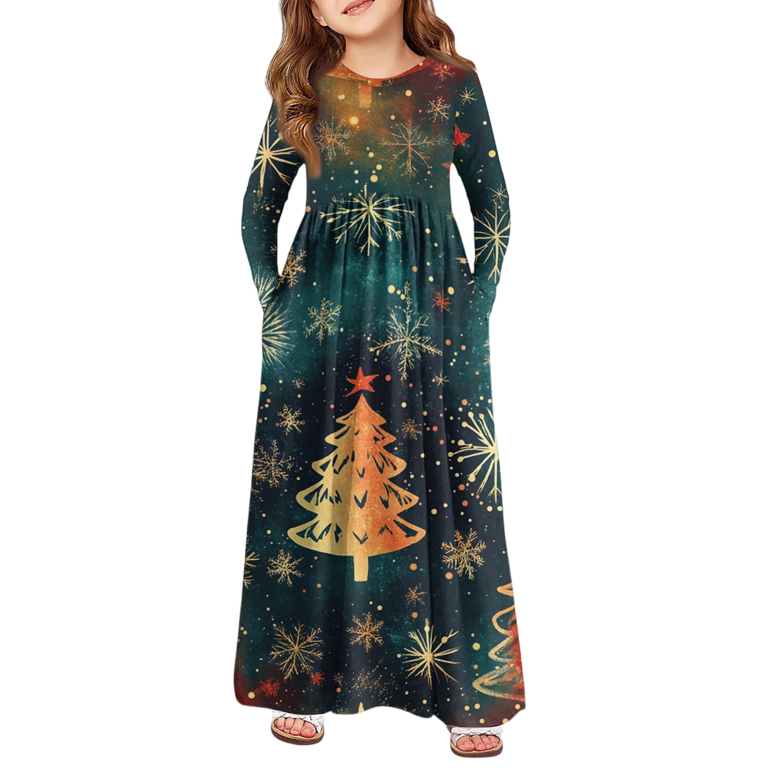 LTTVQM Dresses for Girls 11-12 Long Sleeve Christmas Graphic Cute ...