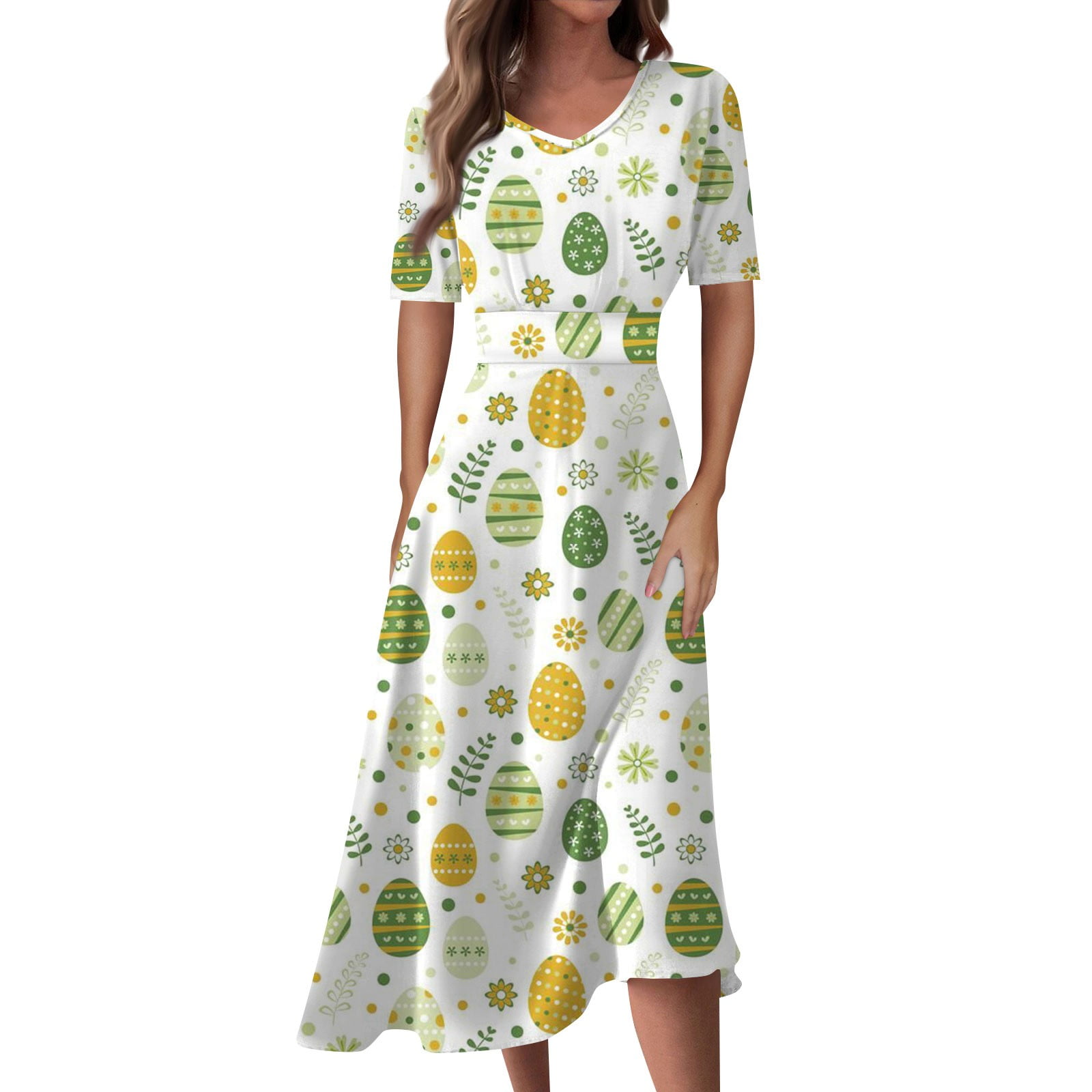 LTTVQM Easter Dresses for Women Church 2025 Bunny Egg Hunt Graphic Cute ...