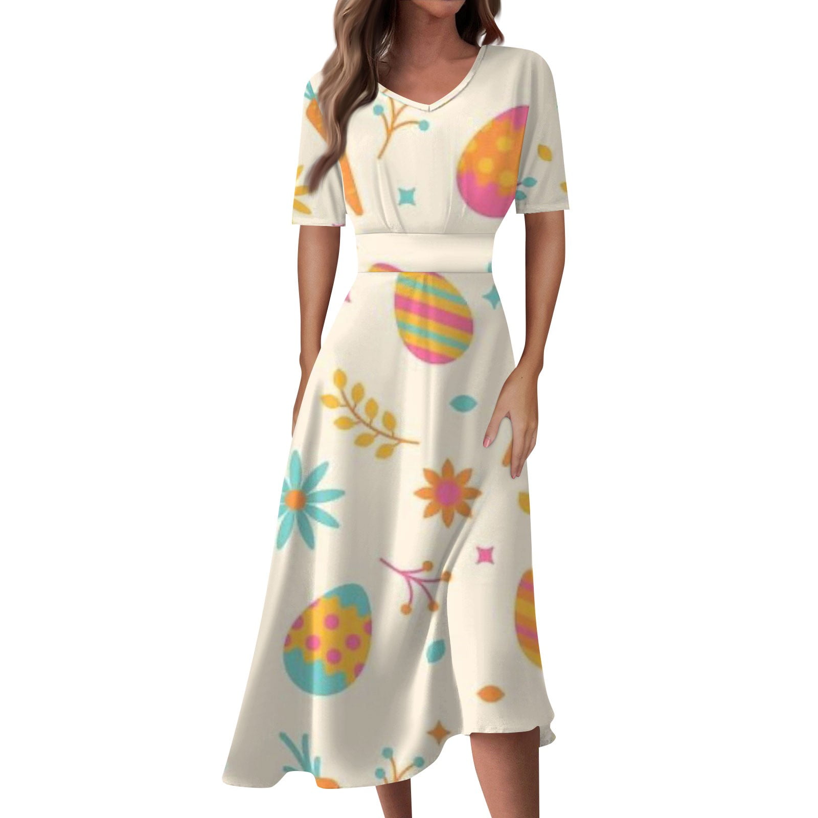 LTTVQM Easter Dresses for Women Church Rabbits Egg Graphic Cute ...