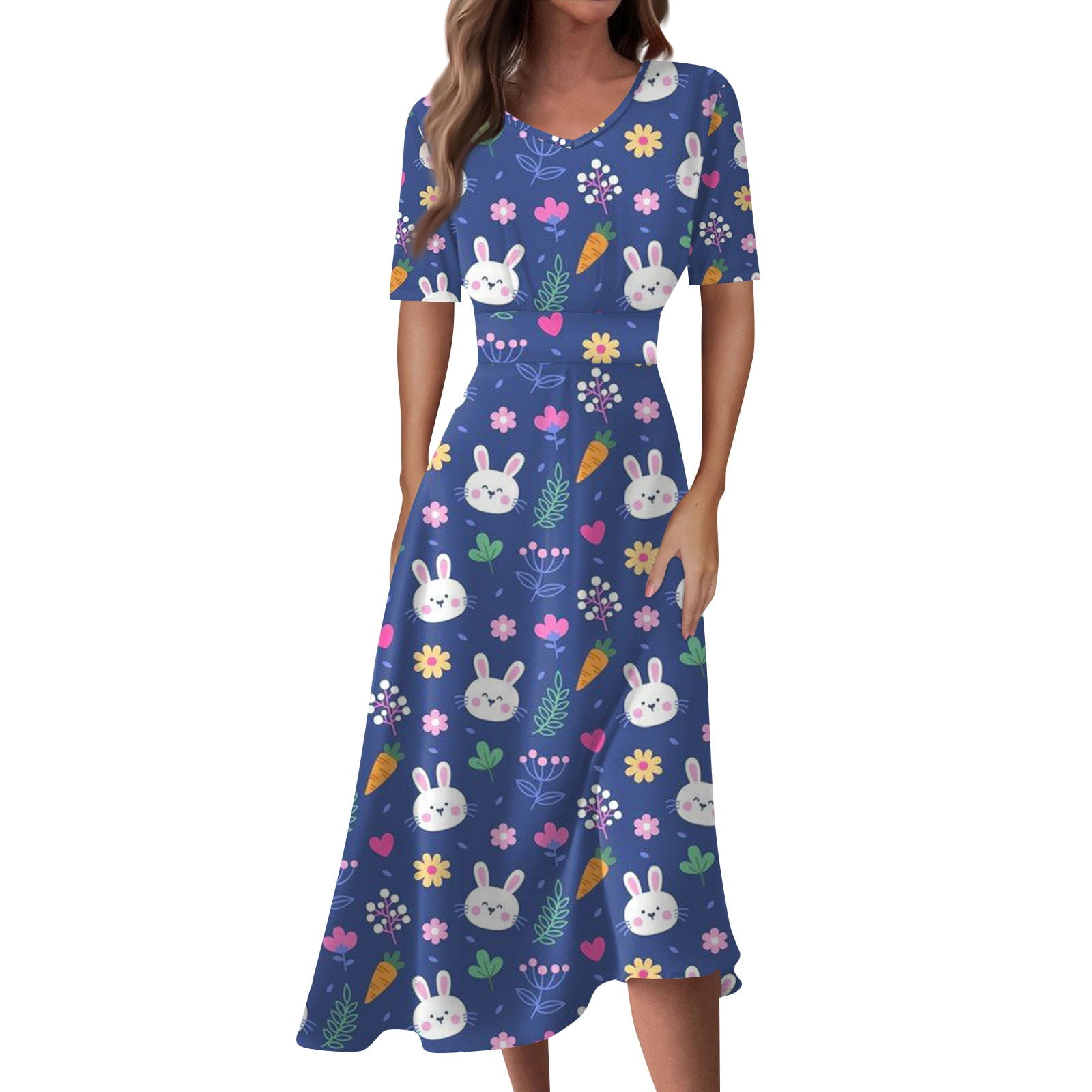 LTTVQM Easter Dresses for Women Bunny Rabbits Graphic Cute Sundress ...
