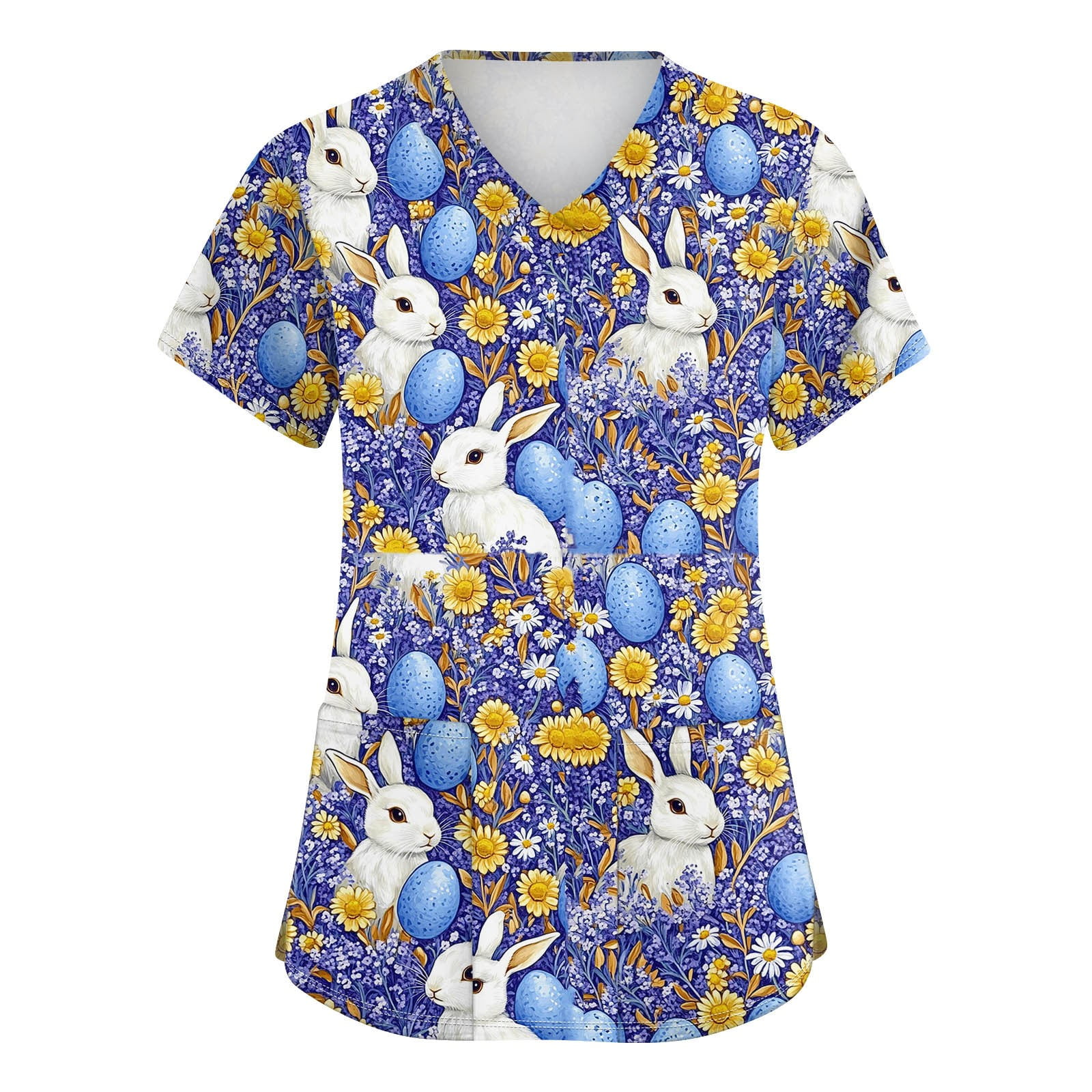 LTTVQM Easter Scrub Tops for Women 2025 Plus Size Bunny Rabbit Graphic ...