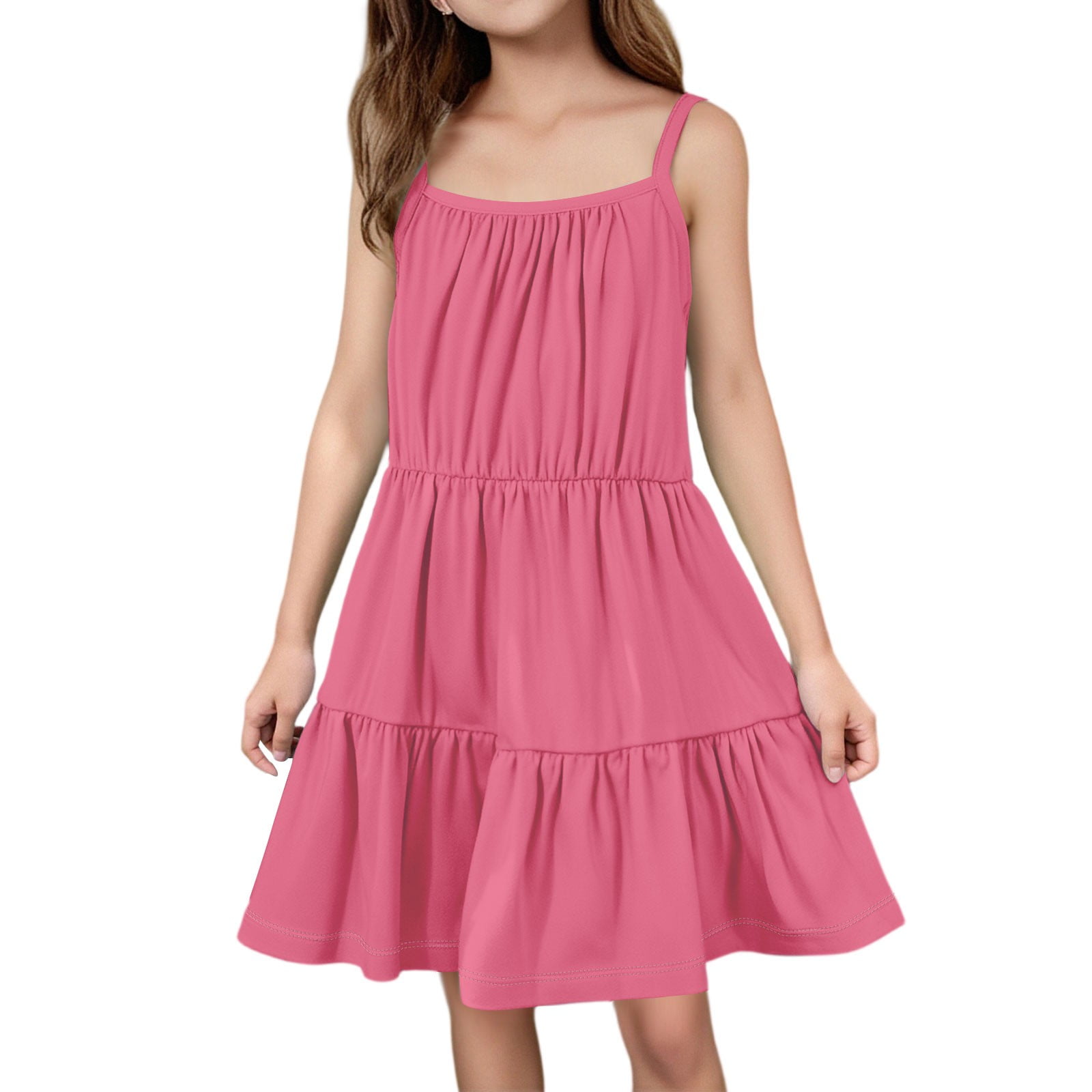 LTTVQM Girls Casual Dresses Size 13-14 Summer Solid Color Sleeveless ...